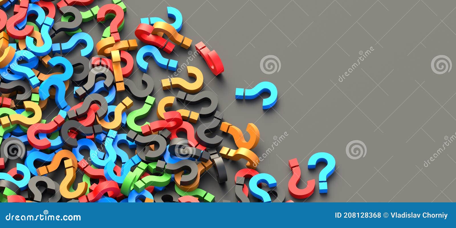 Colorful Question Marks on Black Background with Empty Space on Right ...
