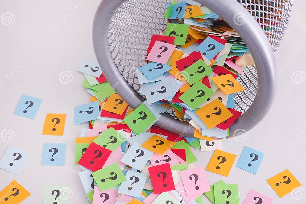 Colorful Question Marks Falling Out of Trash Can Stock Photo - Image of ... Colorful Question Marks Falling Out of Trash Can Stock Photo - Image of ...