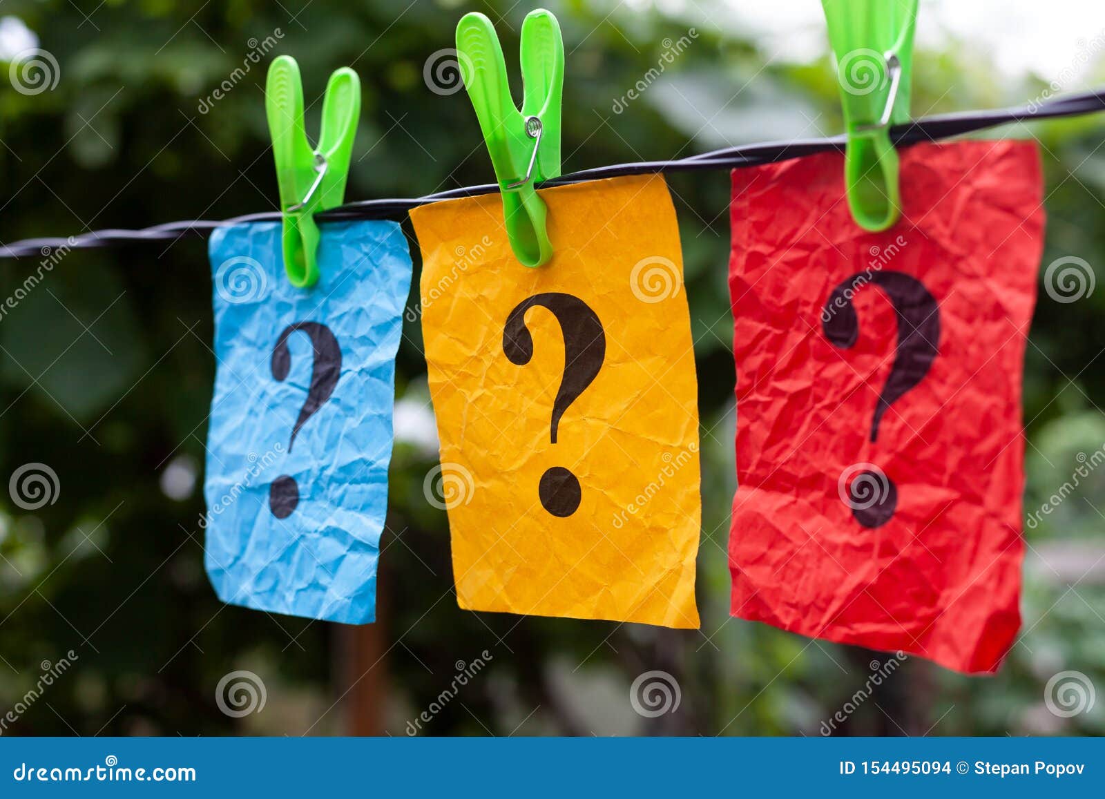 Colorful Question Marks Hanging on a Clothesline Stock Photo - Image of ...