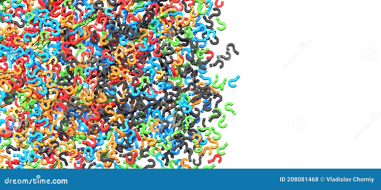 Colorful Question Marks on White Background with Empty Space on Right ...
