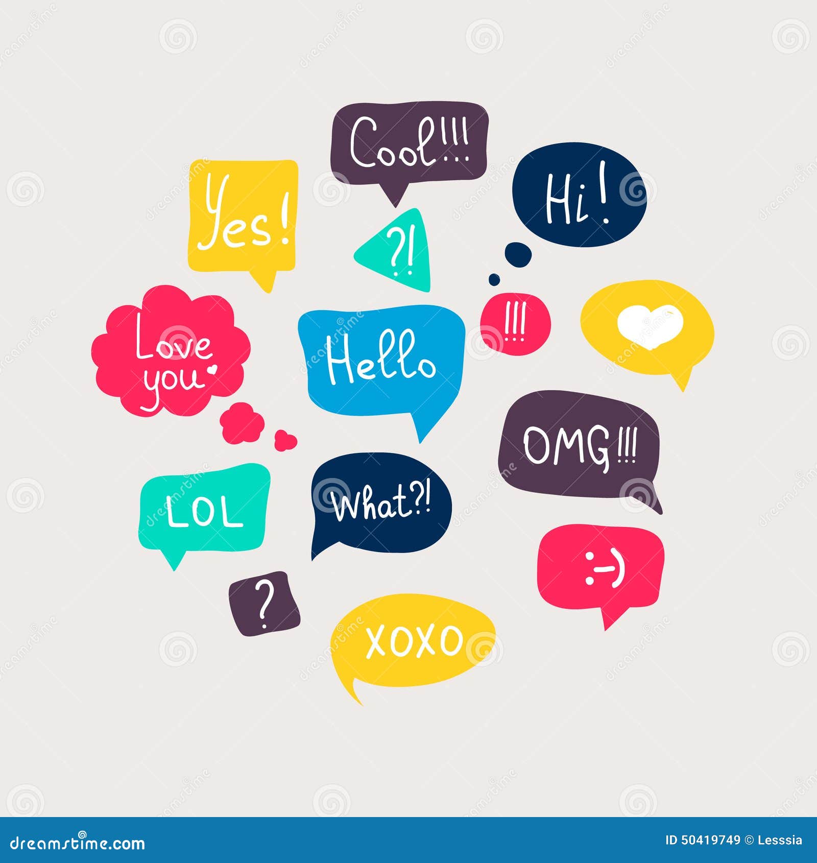 Colorful Questions Speech Bubbles Set in Flat Design Stock Vector ...