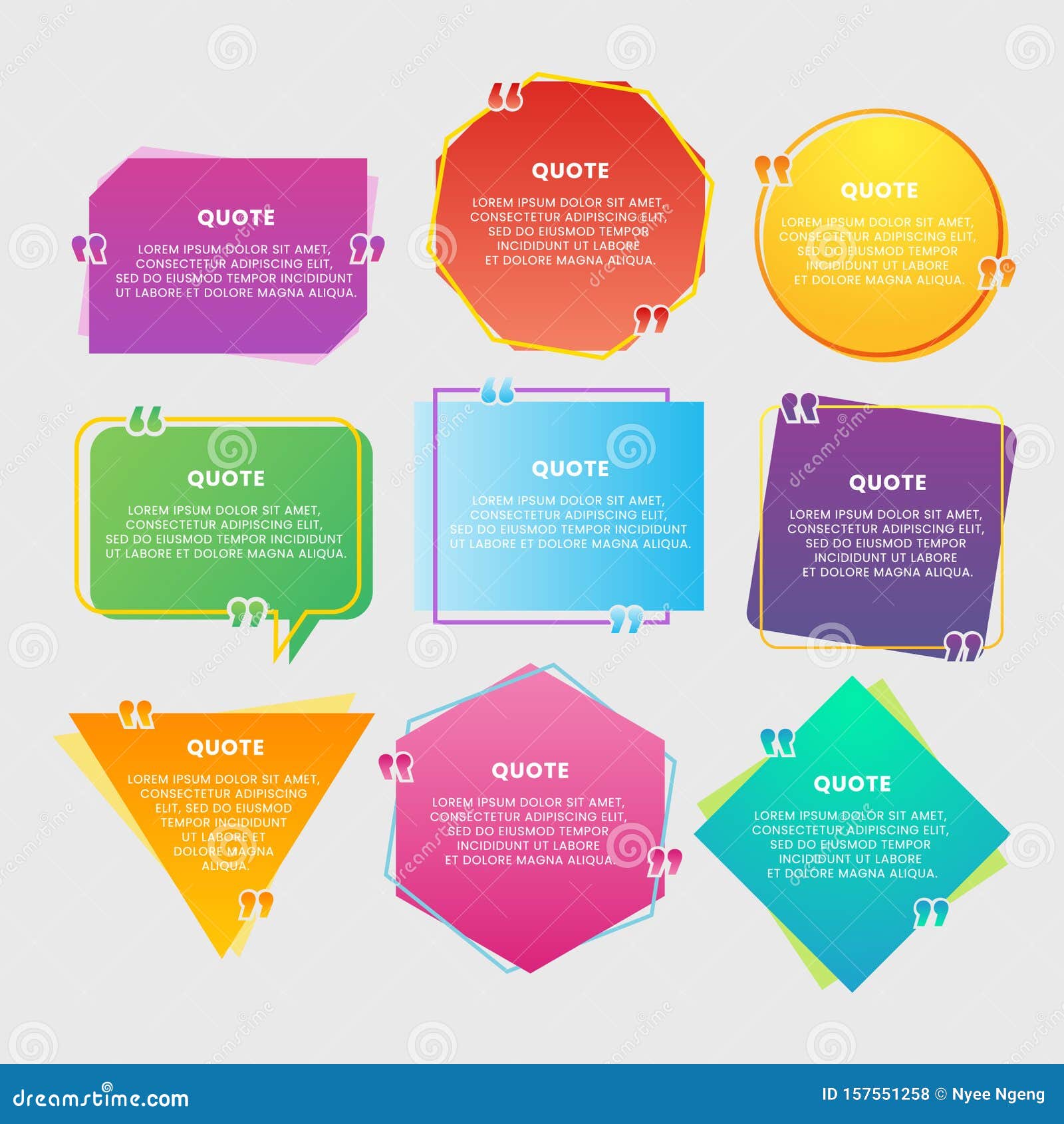 Colorful Quote Box in Gradient Color Template Stock Vector ...