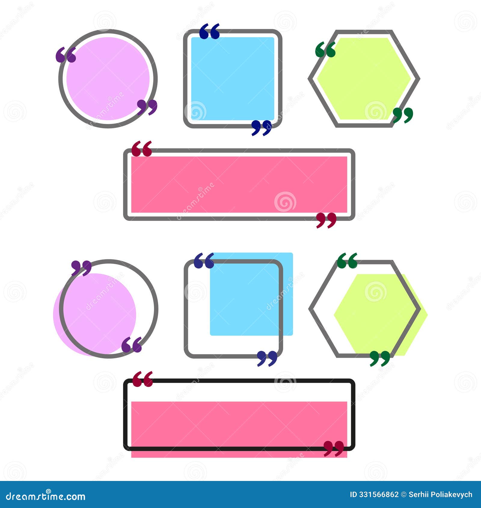 Colorful Quote Frames. Geometric Shapes Set. Speech Bubble Borders ...