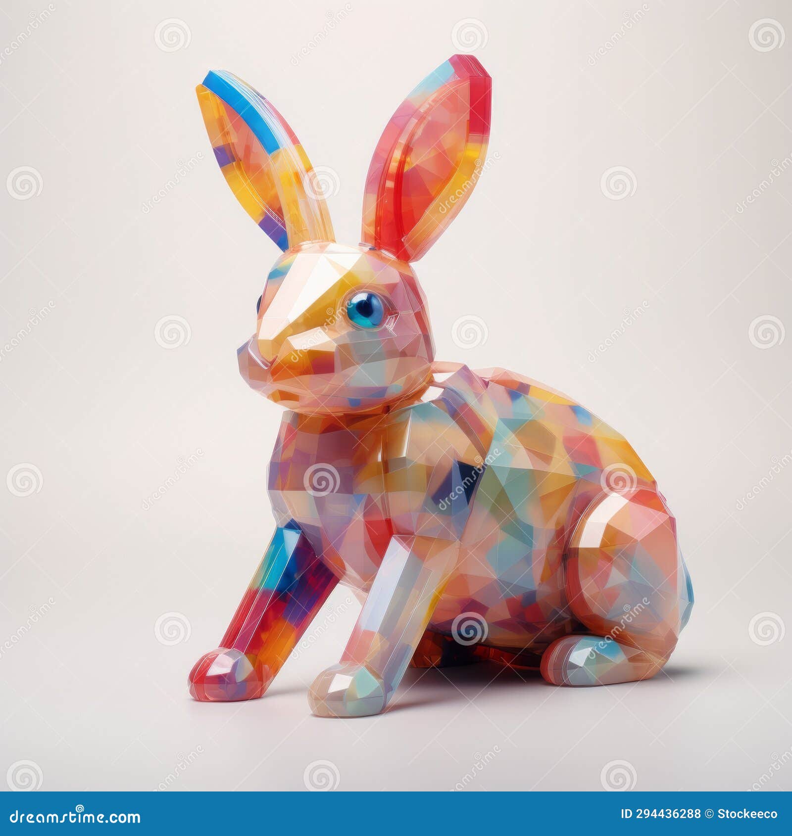 Colorful Rabbit Sculpture with Polycylindrical Polygon Pattern Stock ...
