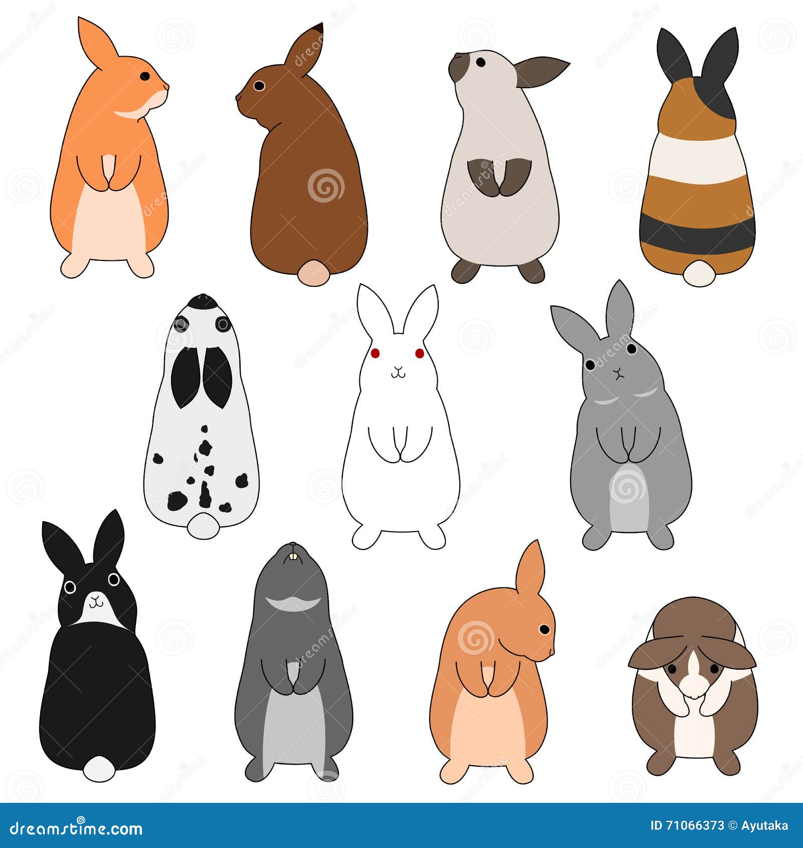 Colorful rabbits set stock vector. Illustration of colorful - 71066373