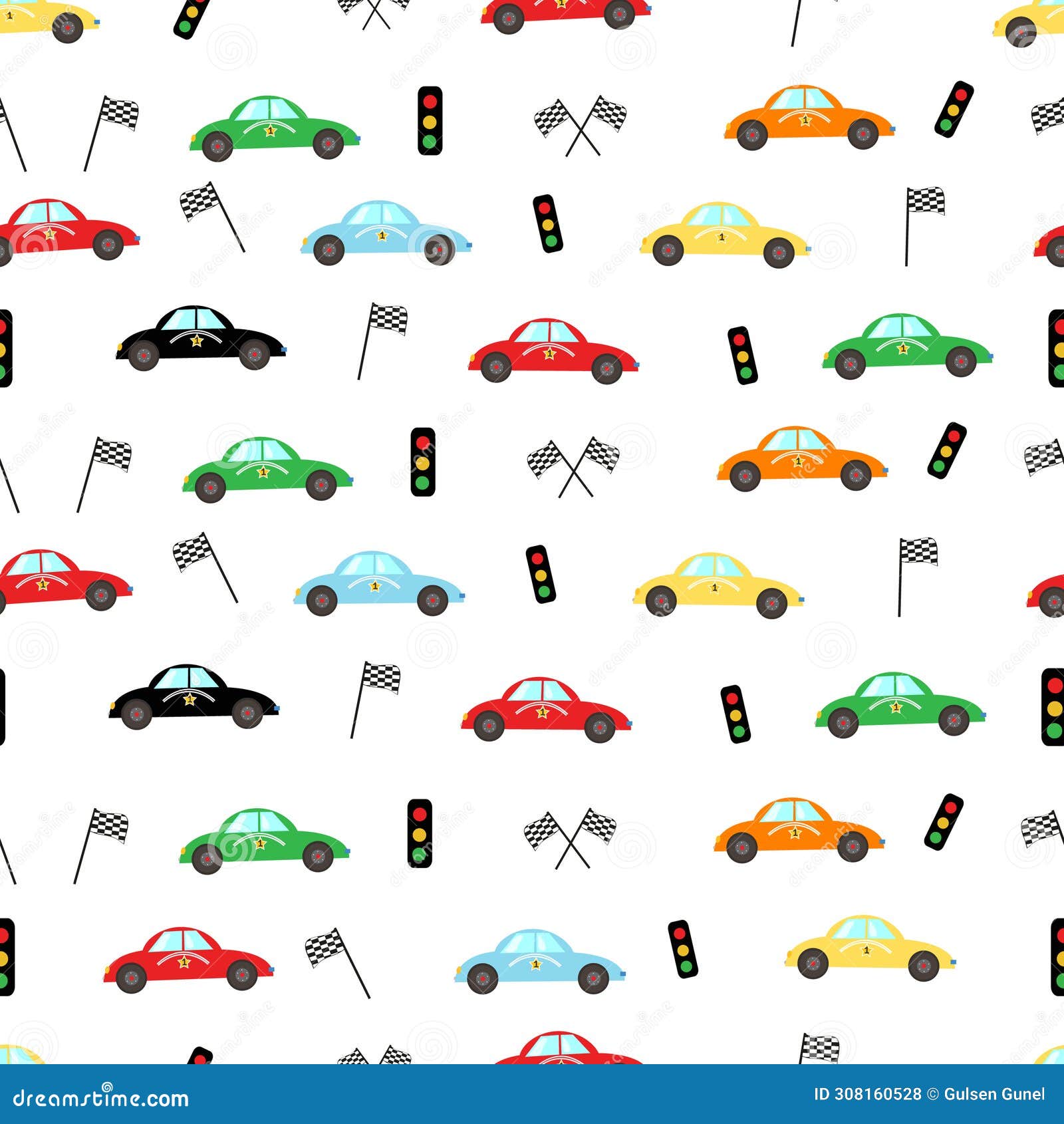 Colorful Race Car Seamless Pattern Stock Vector - Illustration of ...