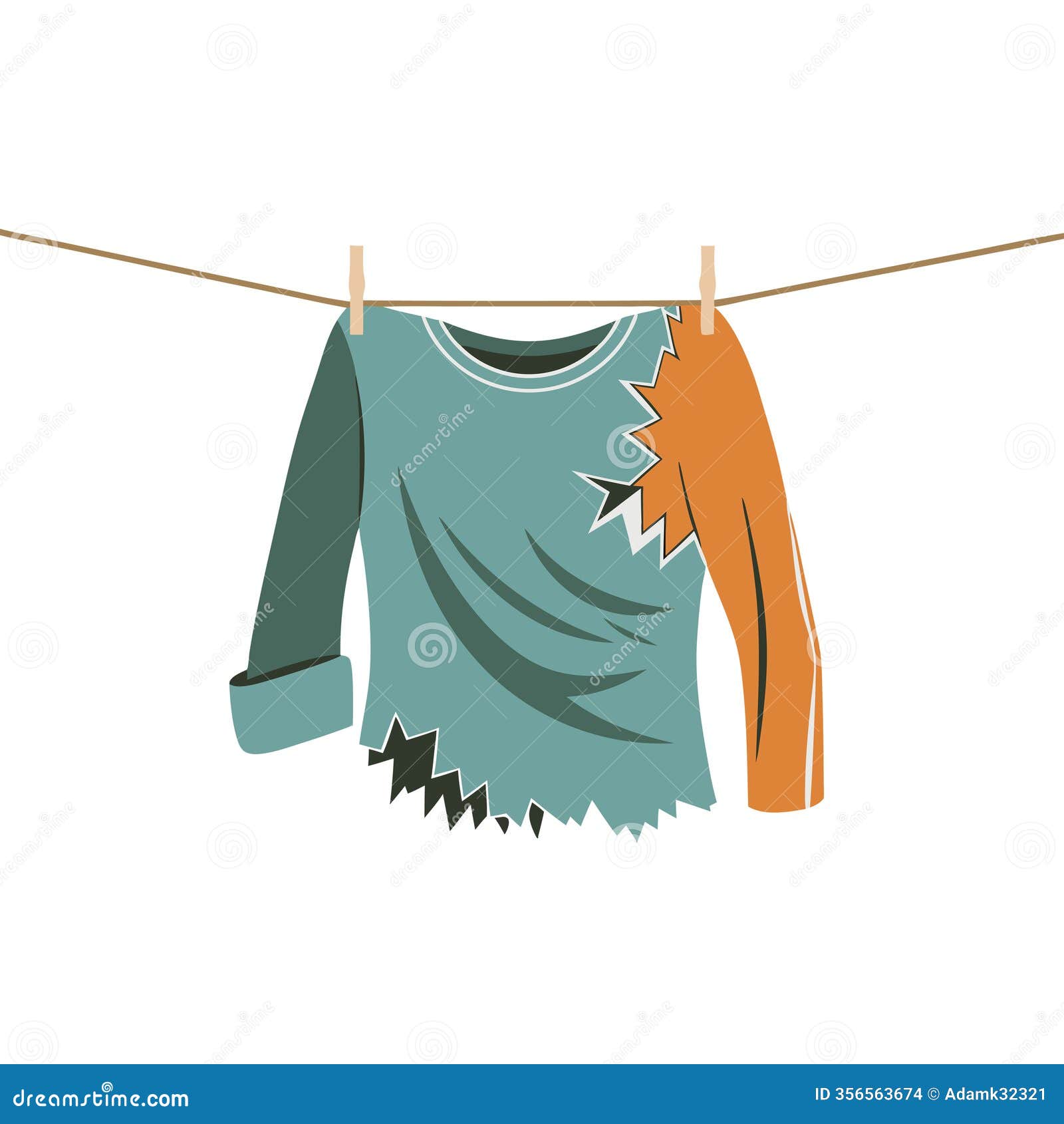 Colorful Ragged Clothes Hanging on Line Clipart for Design and Decor ...