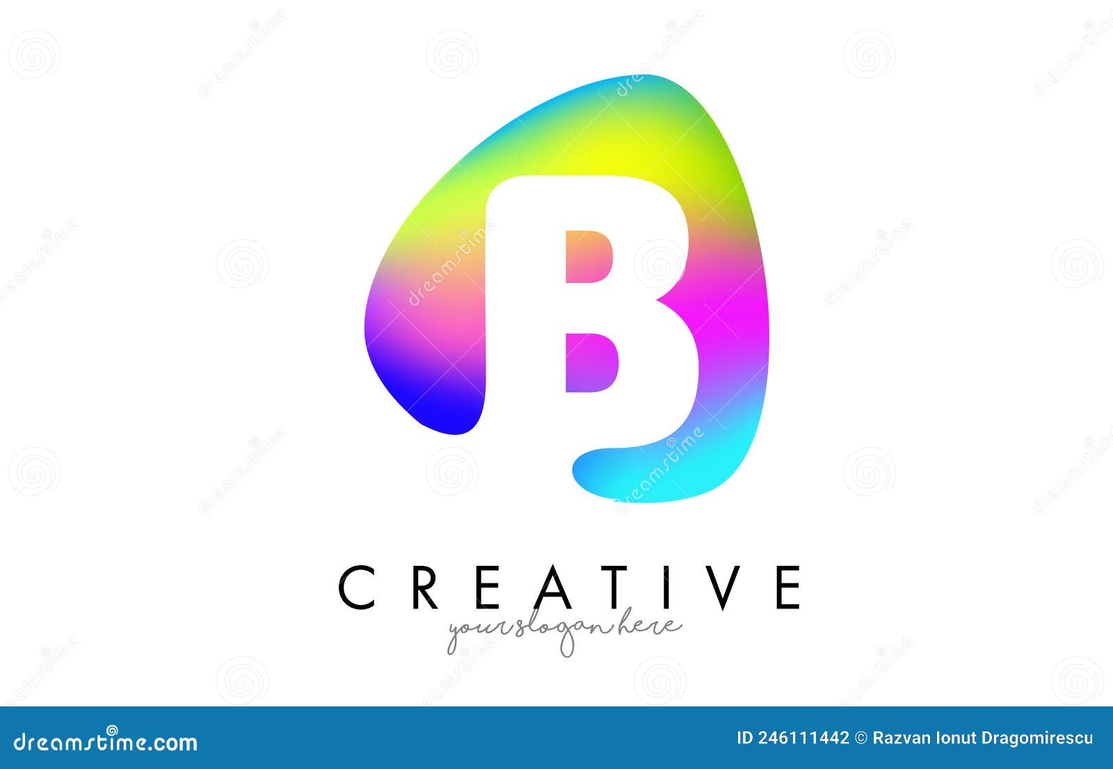 Colorful Rainbow B Letter Logo Design with Oval Shape Stock Vector ...
