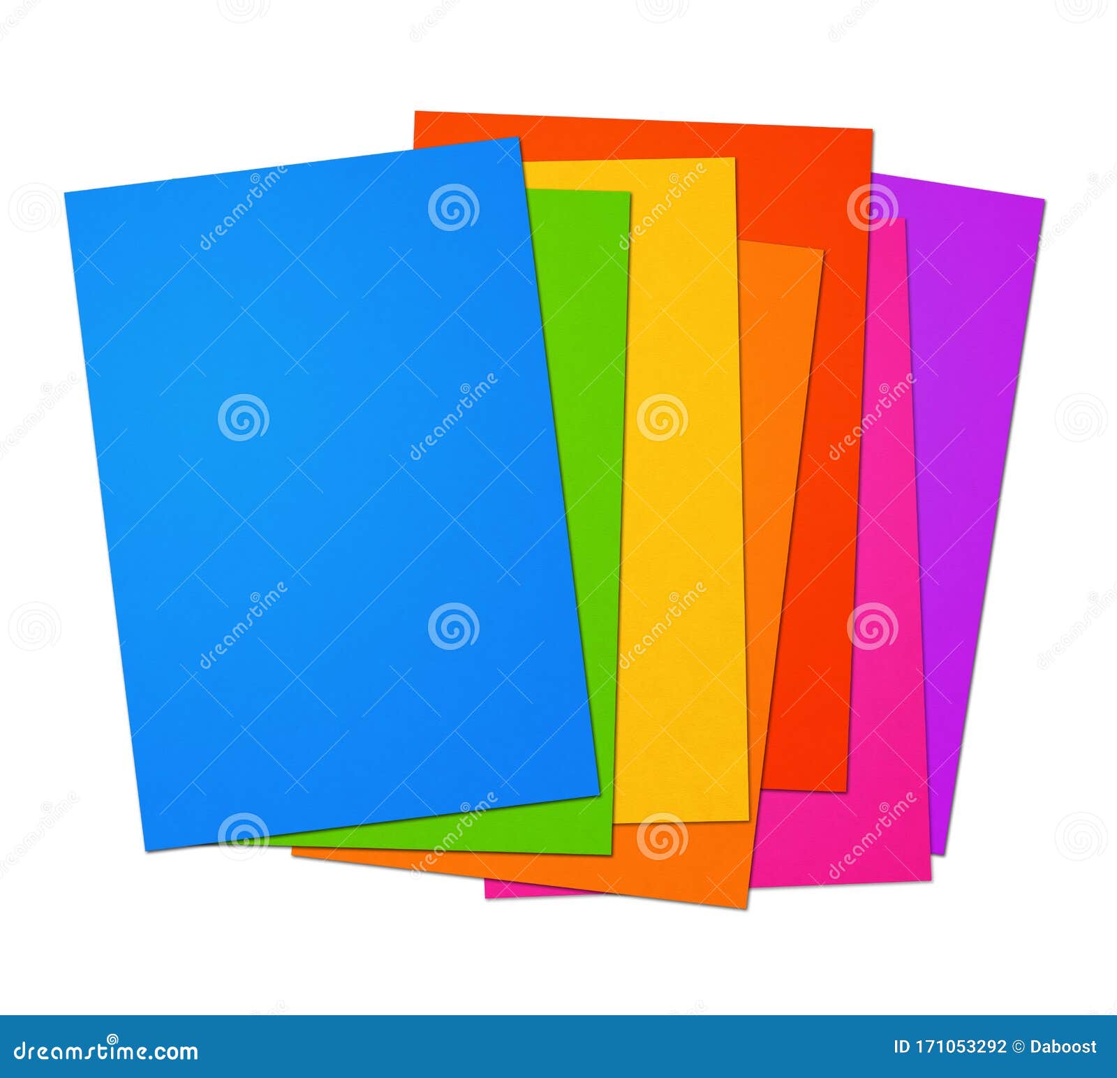 Colorful Rainbow Blank A4 Paper Sheet Range on White Background Stock ...