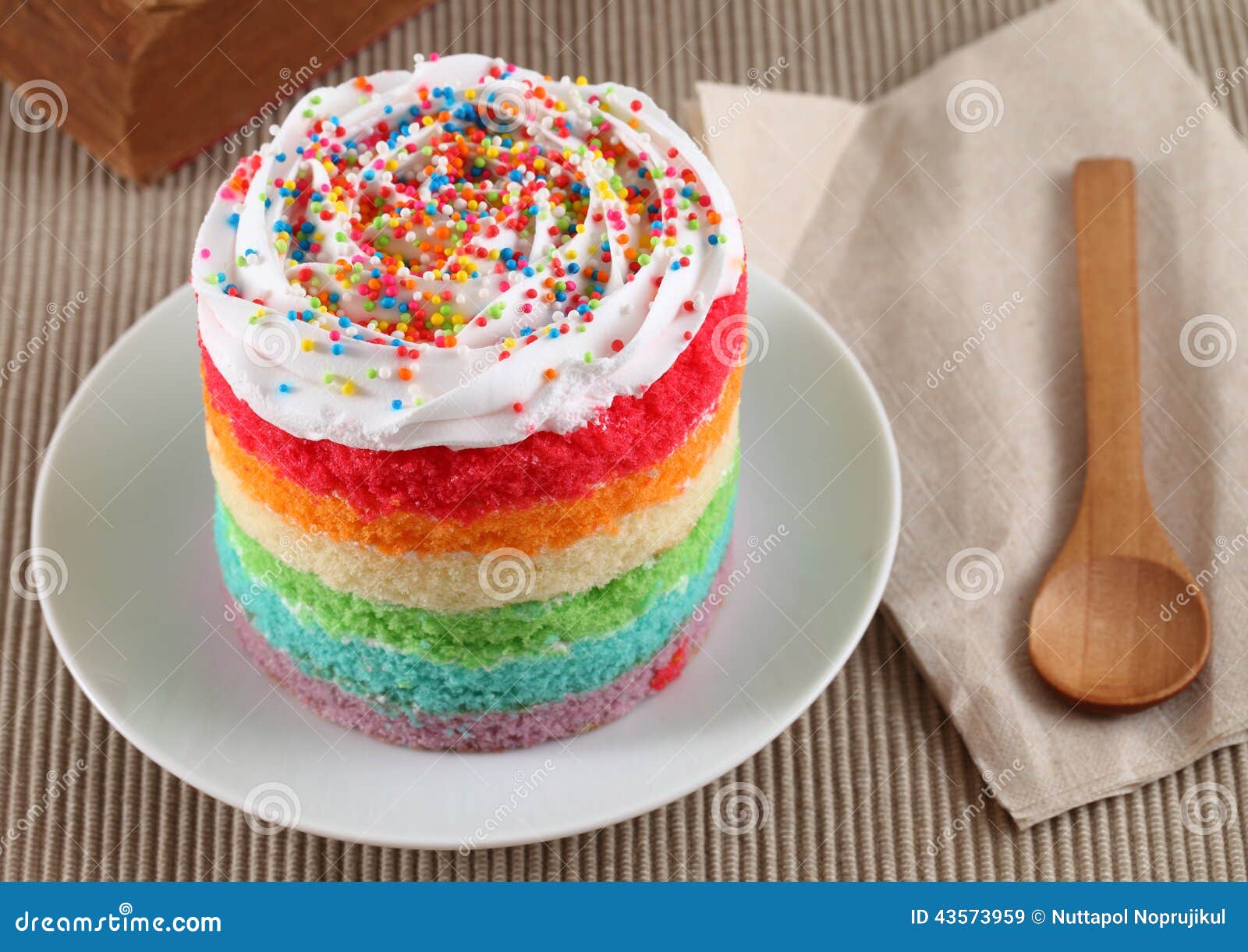 Colorful Rainbow Cakes on White Plate Stock Image - Image of food ...