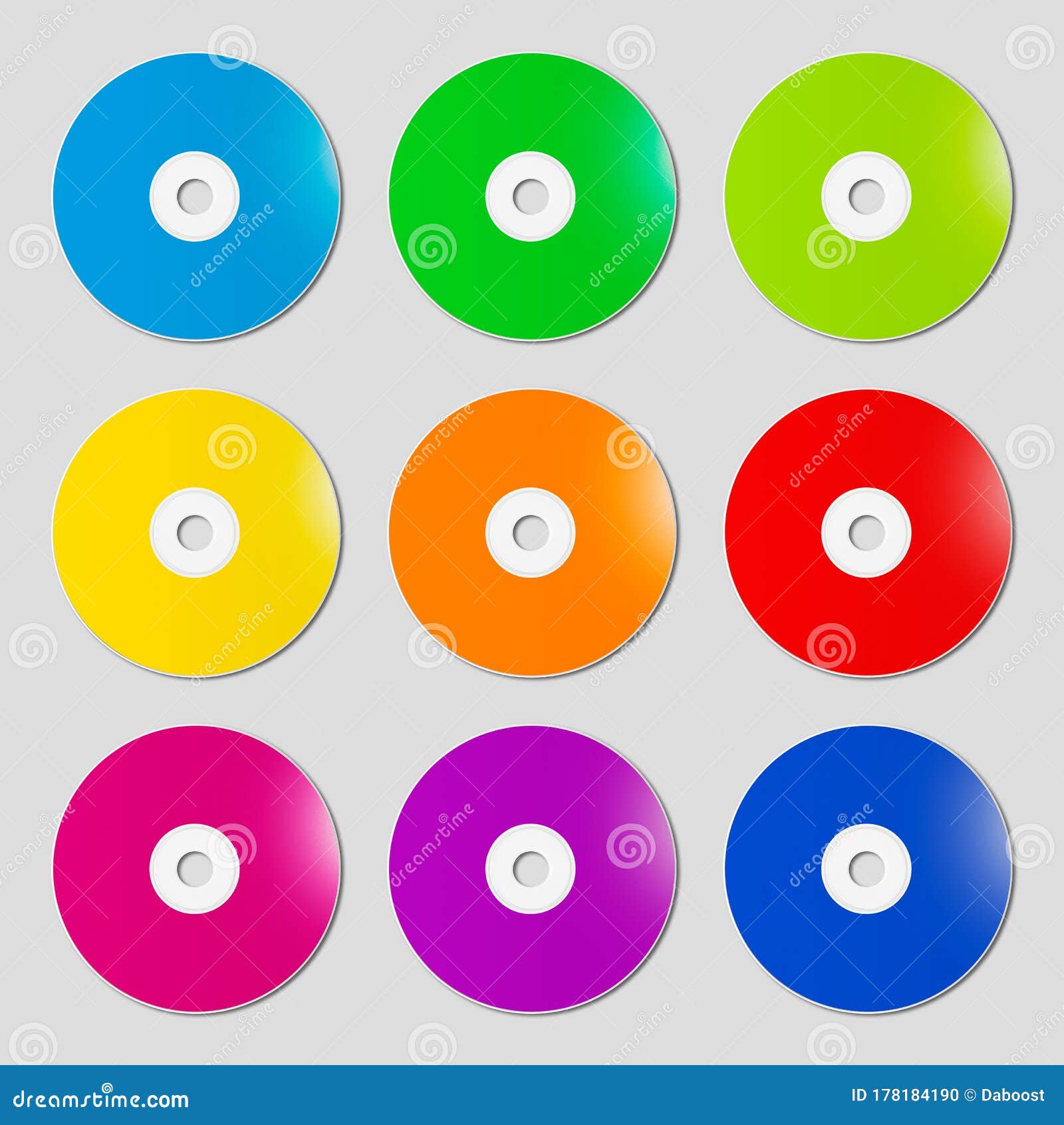 Colorful Rainbow CD - DVD Range on Grey Background Stock Photo - Image ...