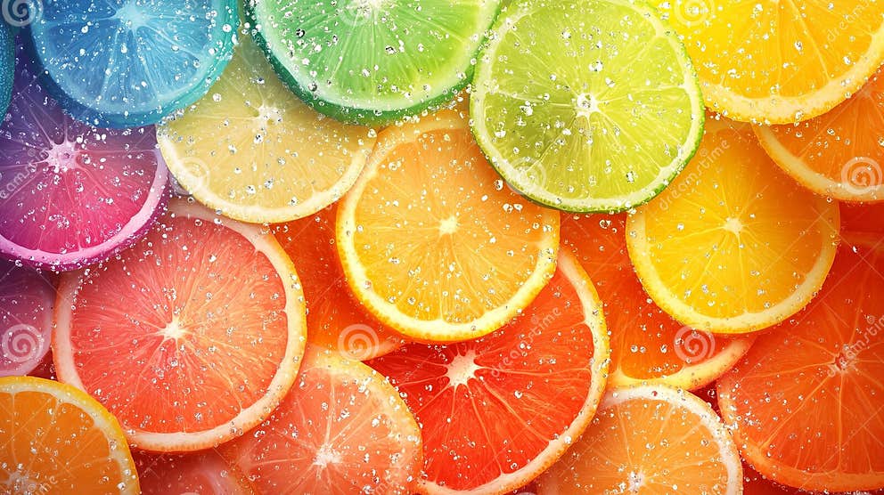 Colorful Rainbow Citrus Fruit Design Background Stock Photo - Image of ...
