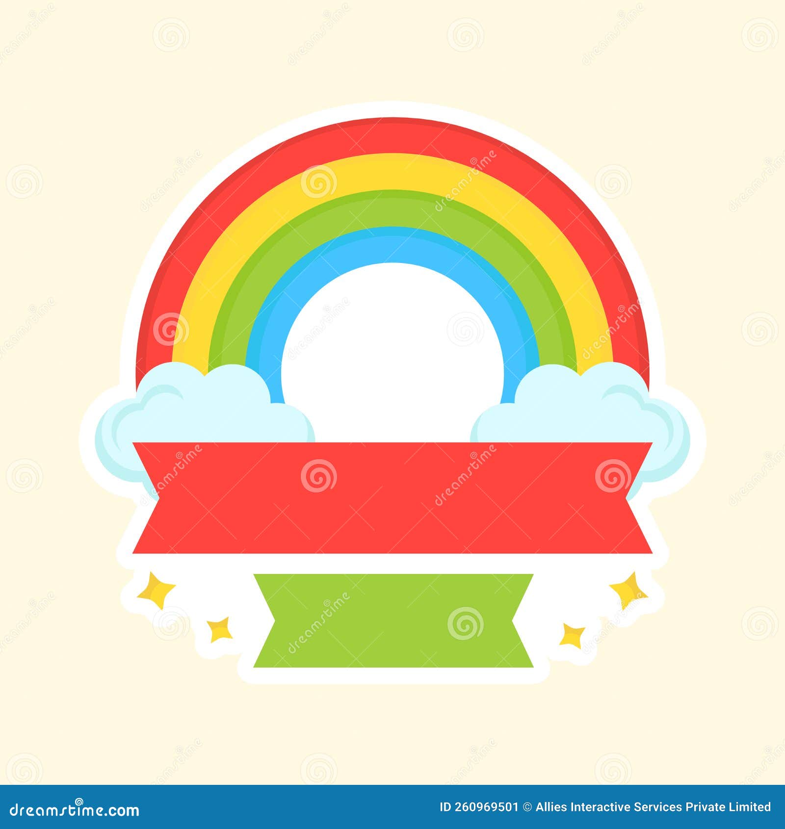 Colorful Rainbow Cloud with Blank Ribbons Decorative Yellow Stock Illustration - Illustration of ...