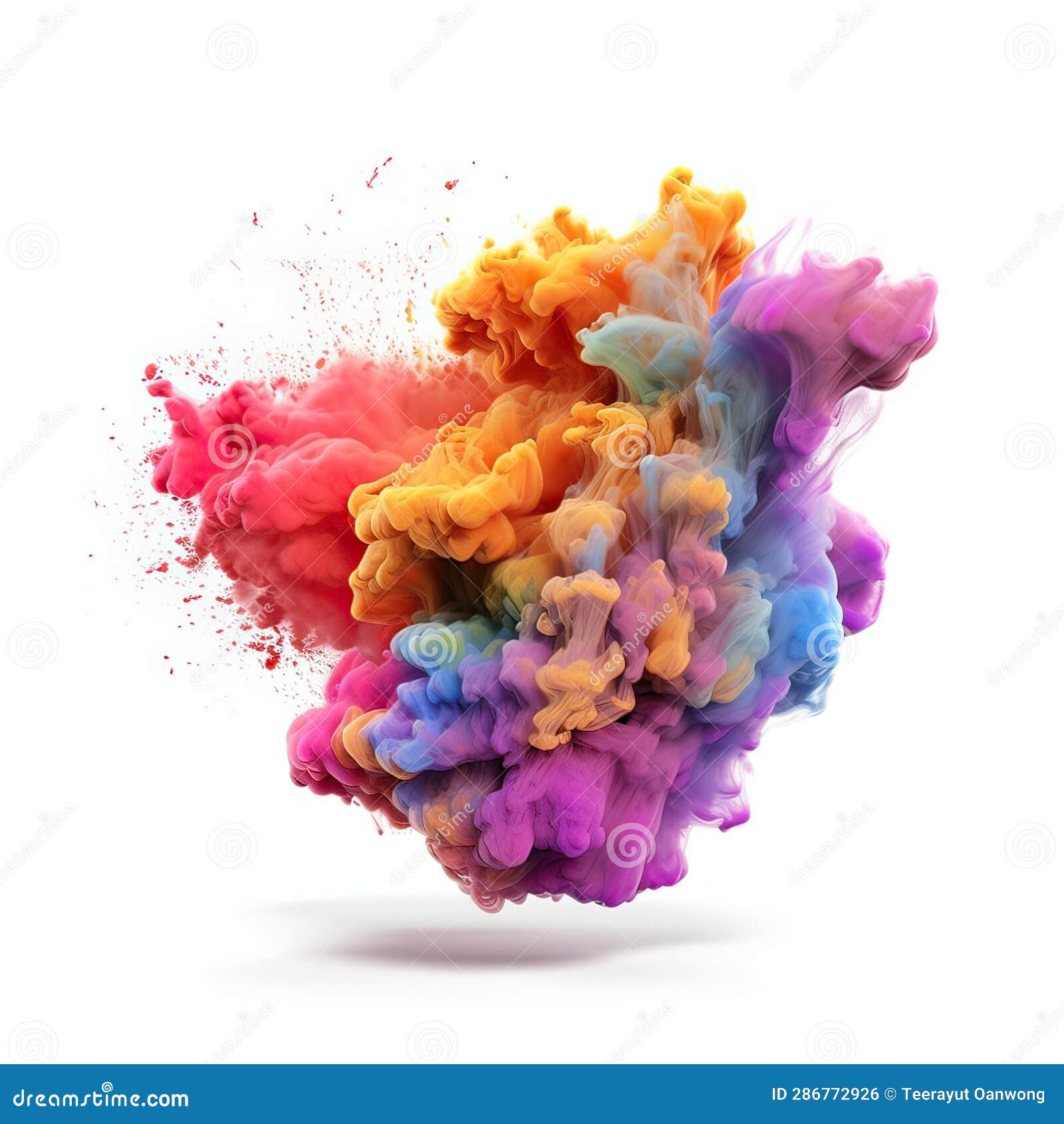 Colorful Rainbow Cloud Explosion on White Background. Stock ...