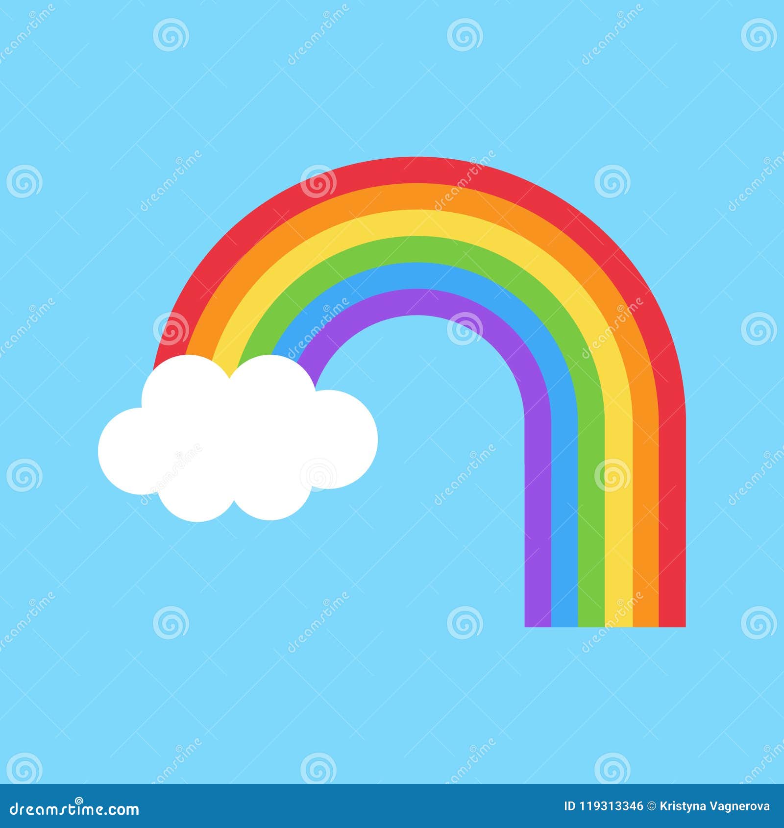 Colorful Rainbow with Clouds Vector Illustration Stock Vector ...