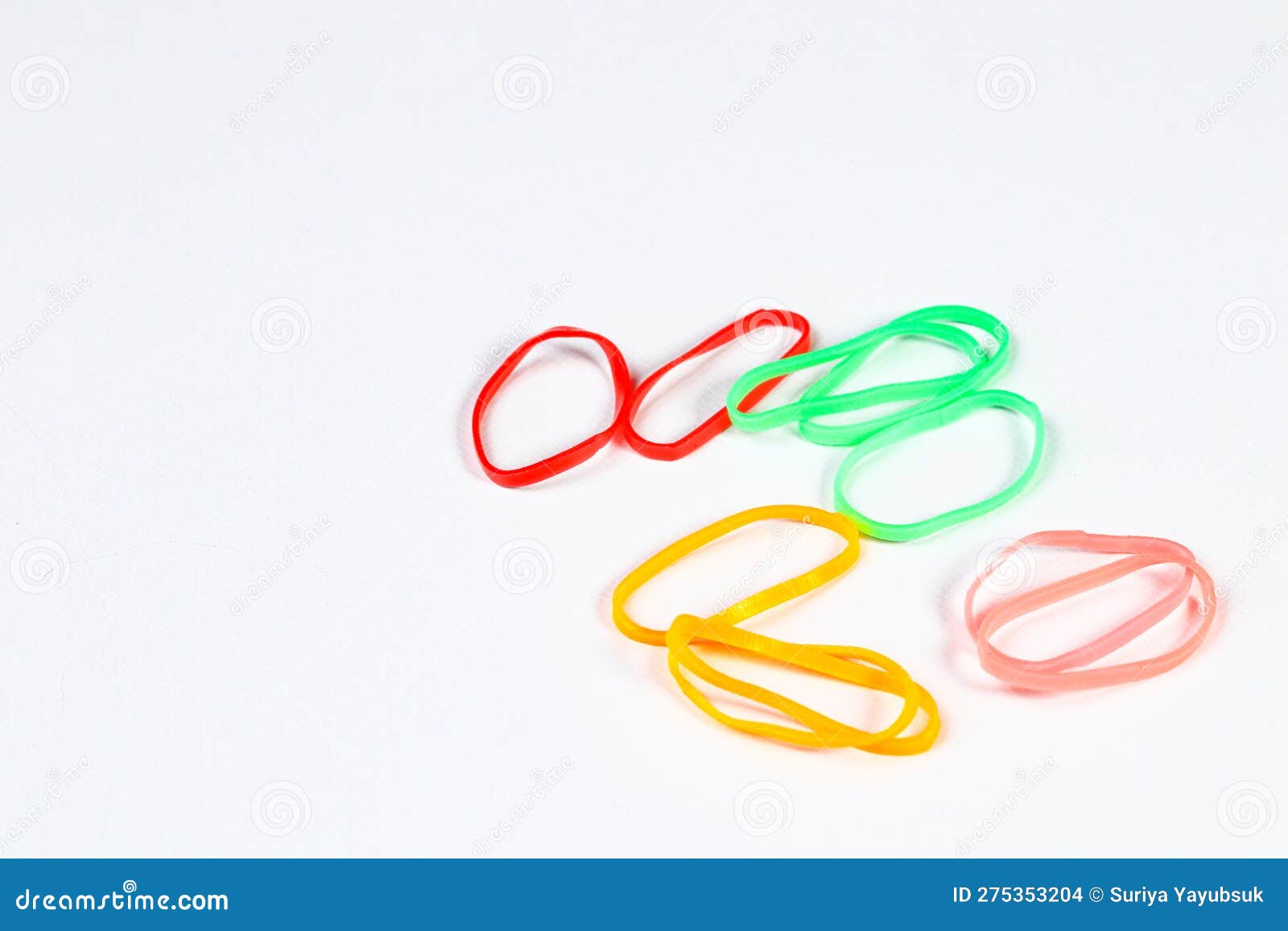 Colorful, Rainbow Colors, Multi Colored Elastic Rubber Bands on White ...