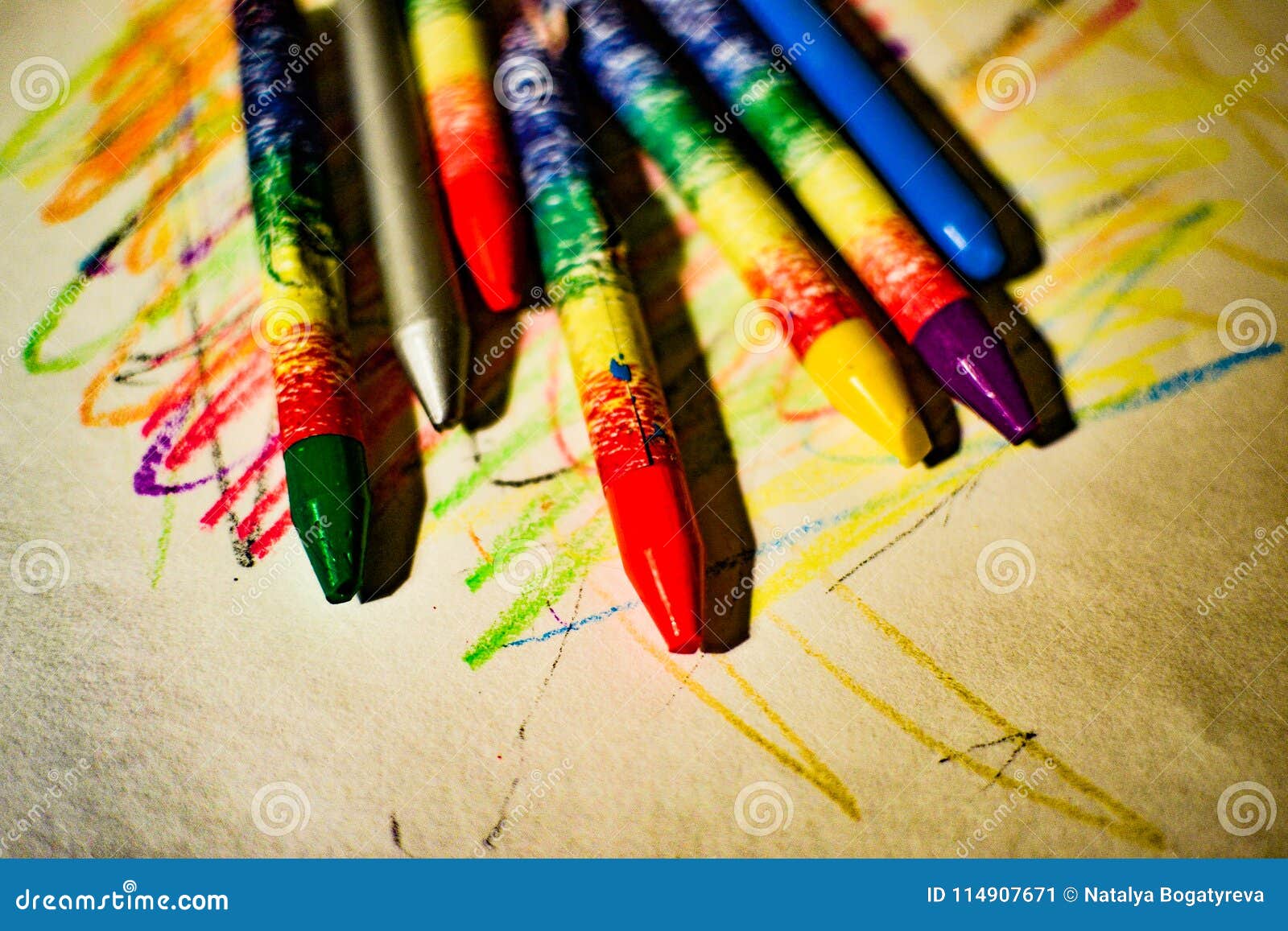 Colorful rainbow crayons stock image. Image of painting - 114907671