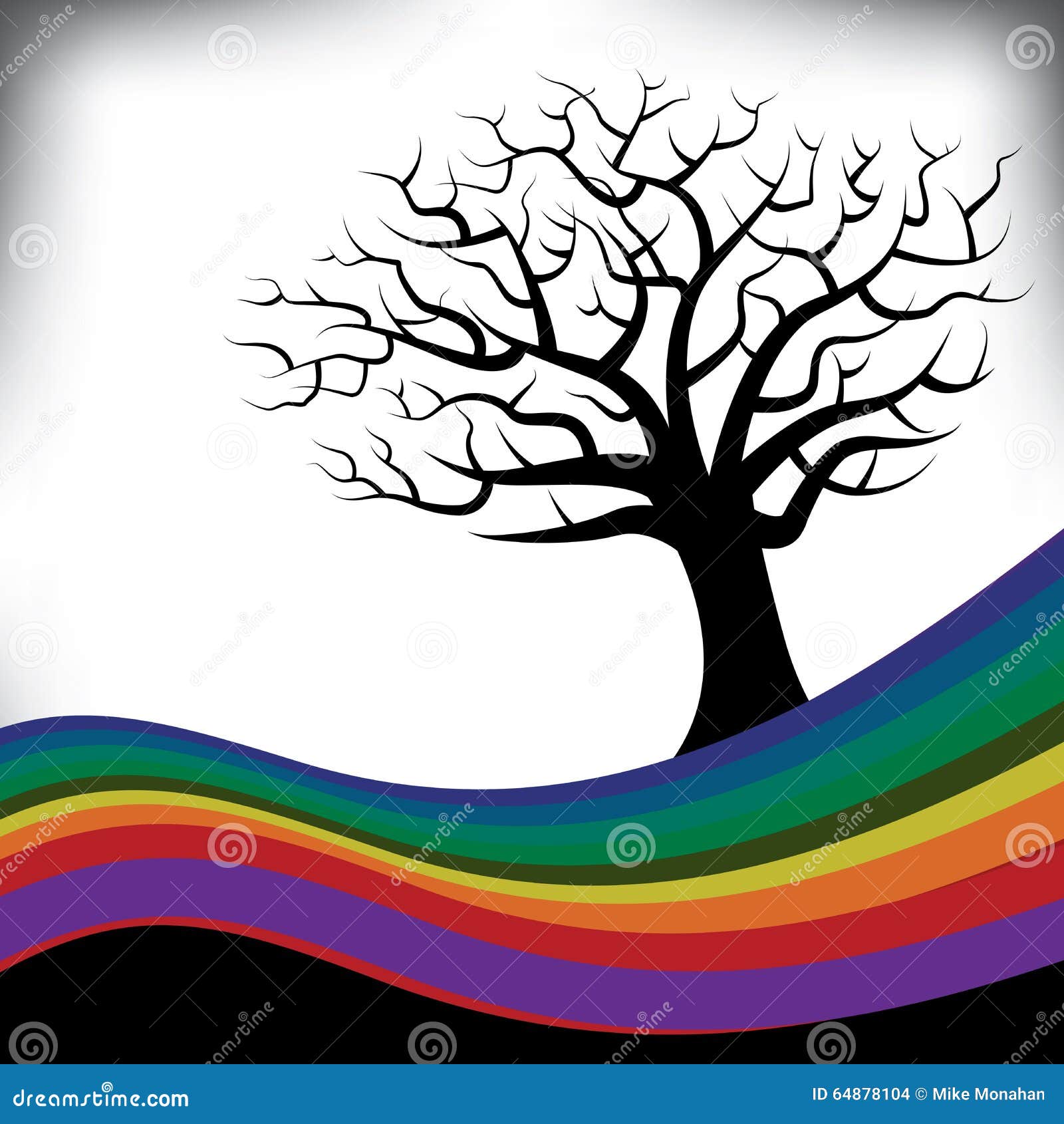 A Colorful Rainbow Frames a Bare Tree Stock Vector - Illustration of ...