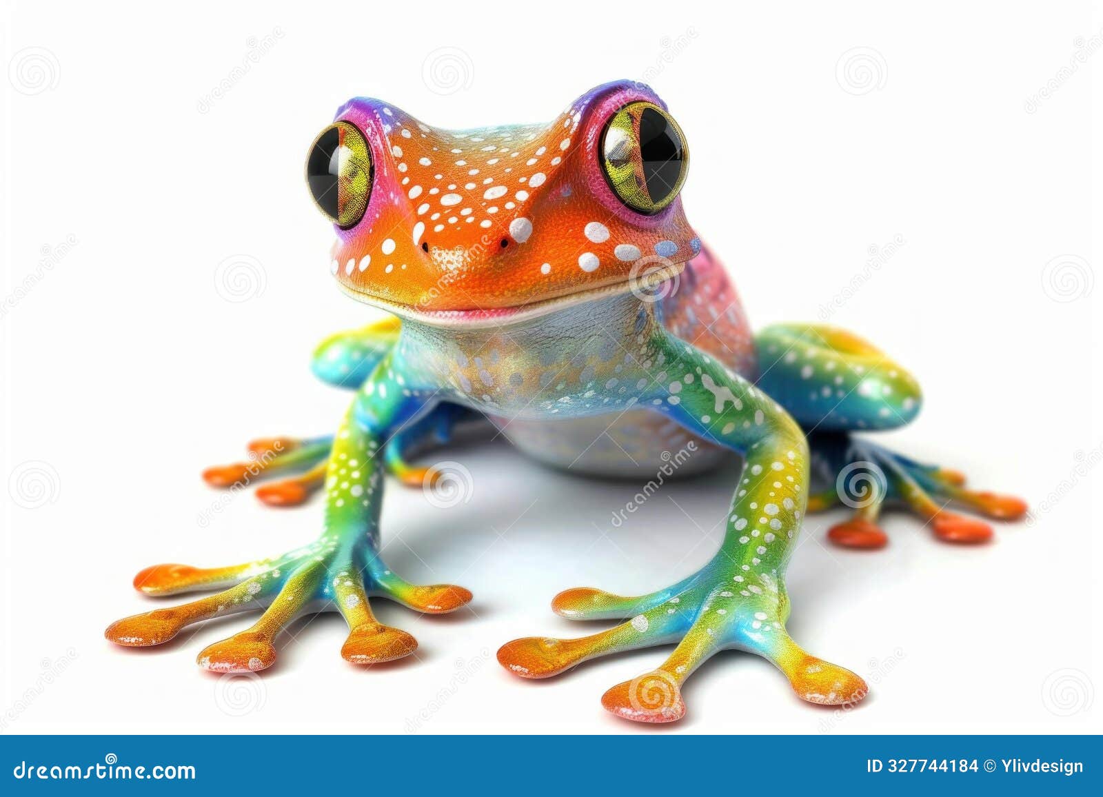 Colorful Rainbow Frog Sitting on White Background Stock Photo - Image ...