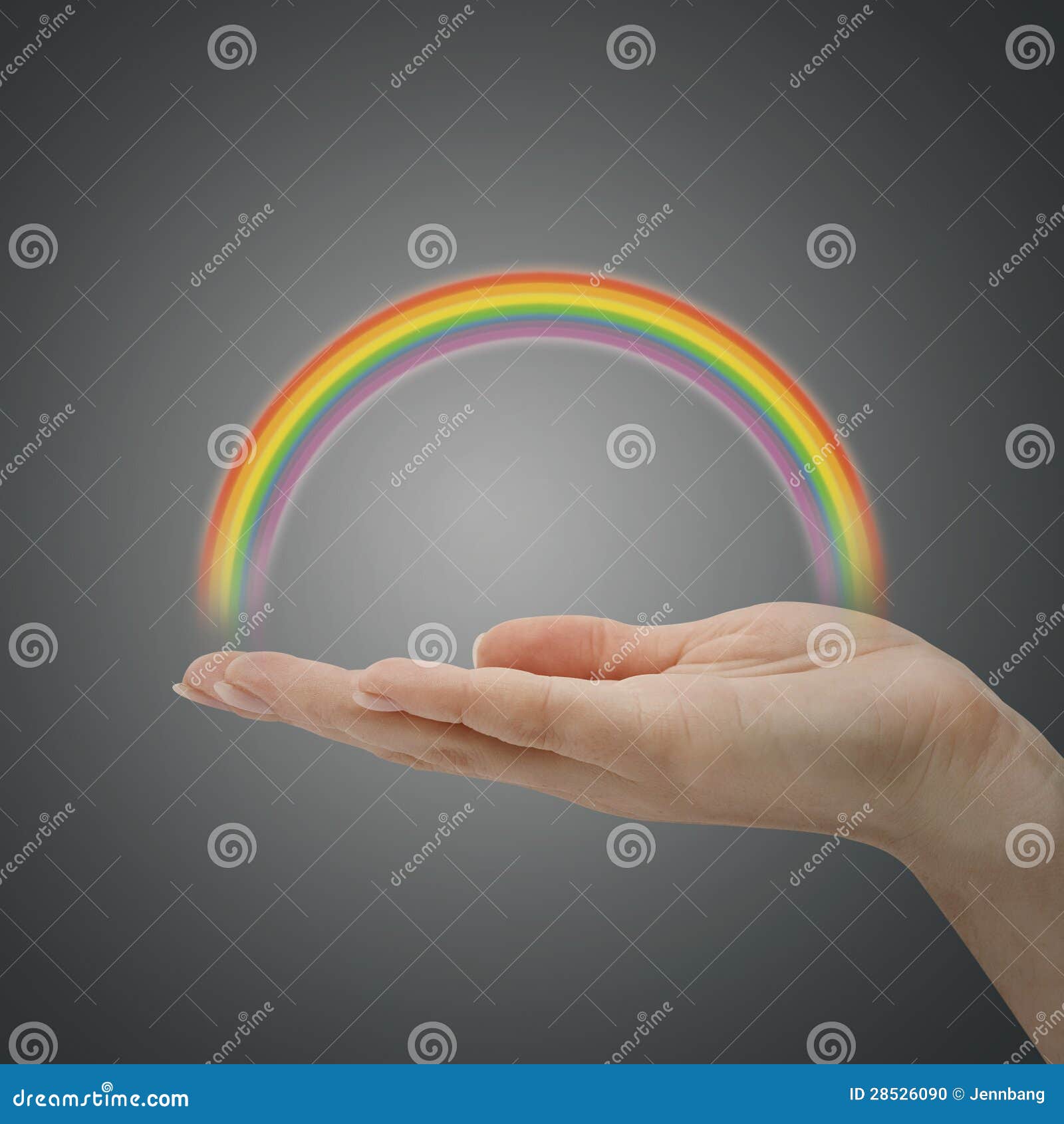 Colorful rainbow in hand stock illustration. Illustration of colors ...