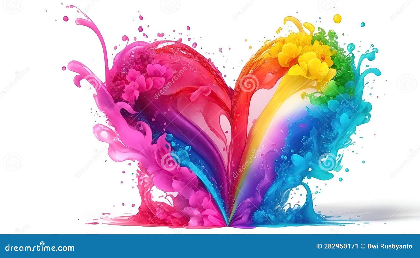 Colorful Rainbow Heart Shape with Splash Stock Illustration ...