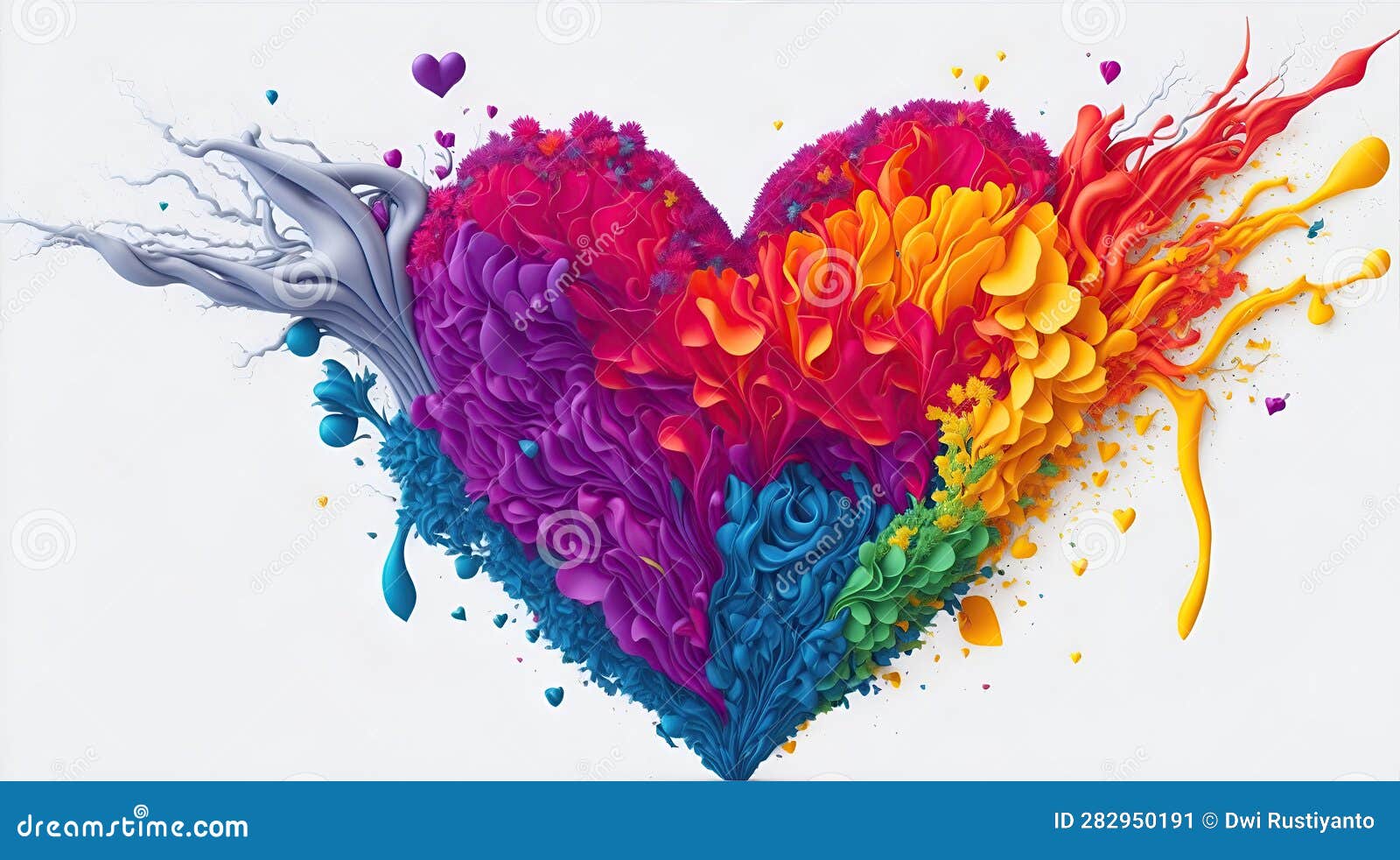 Colorful Rainbow Heart Shape with Splash Stock Illustration ...