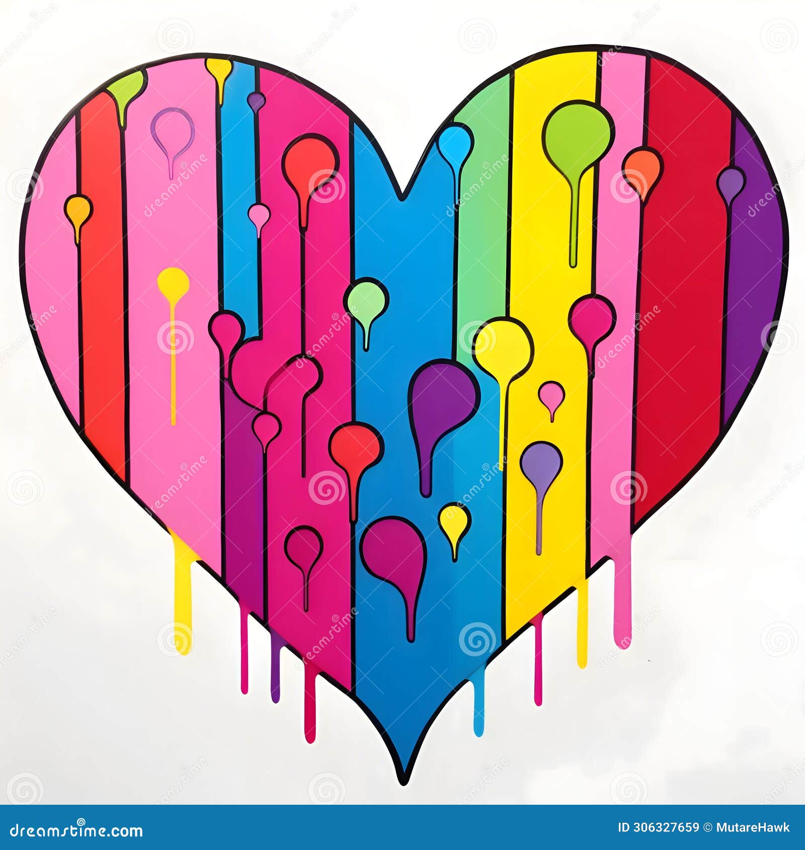 Colorful, Rainbow, Heart with Waves, Abstract Composition, Uniform ...