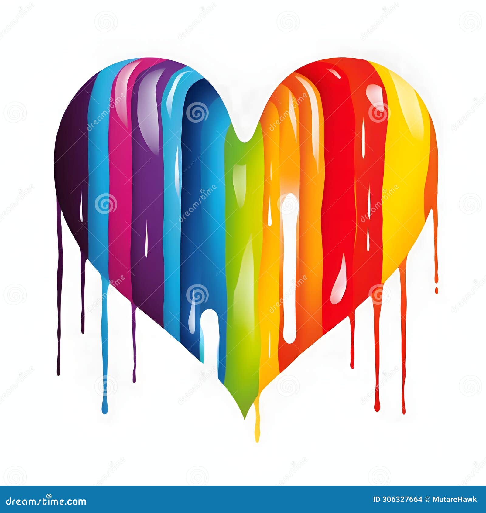 Colorful, Rainbow, Heart with Waves, Abstract Composition, Uniform ...