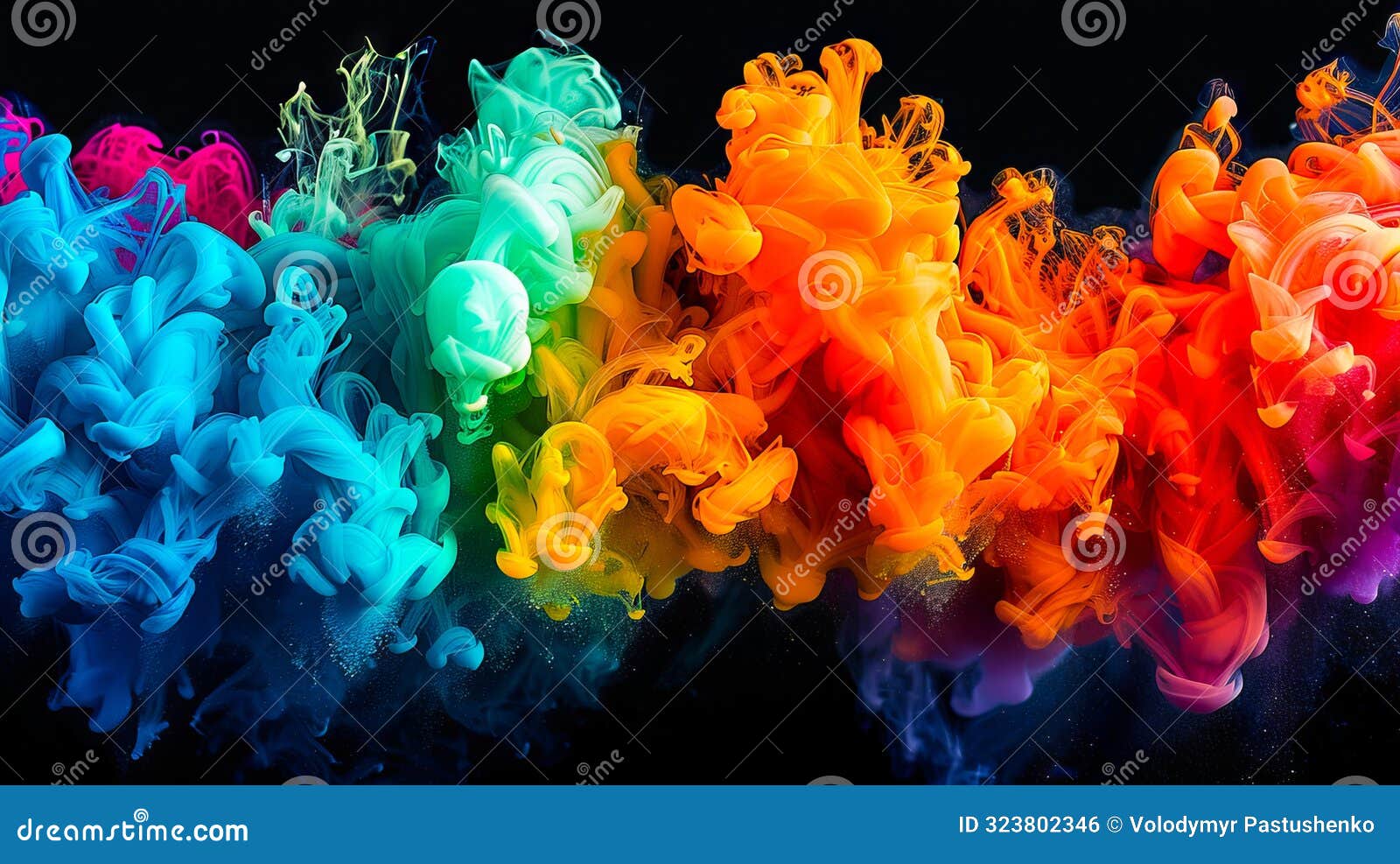 A Colorful Rainbow of Ink on Black Background Stock Photo - Image of ...