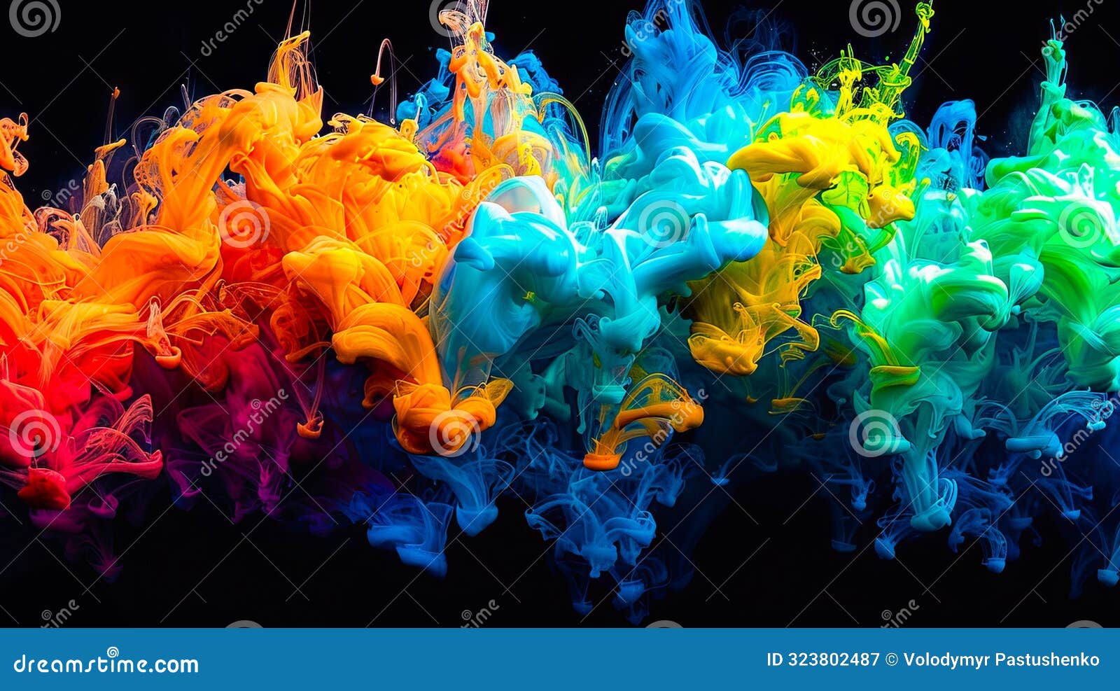 A Colorful Rainbow Ink on Black Background Stock Image - Image of ...
