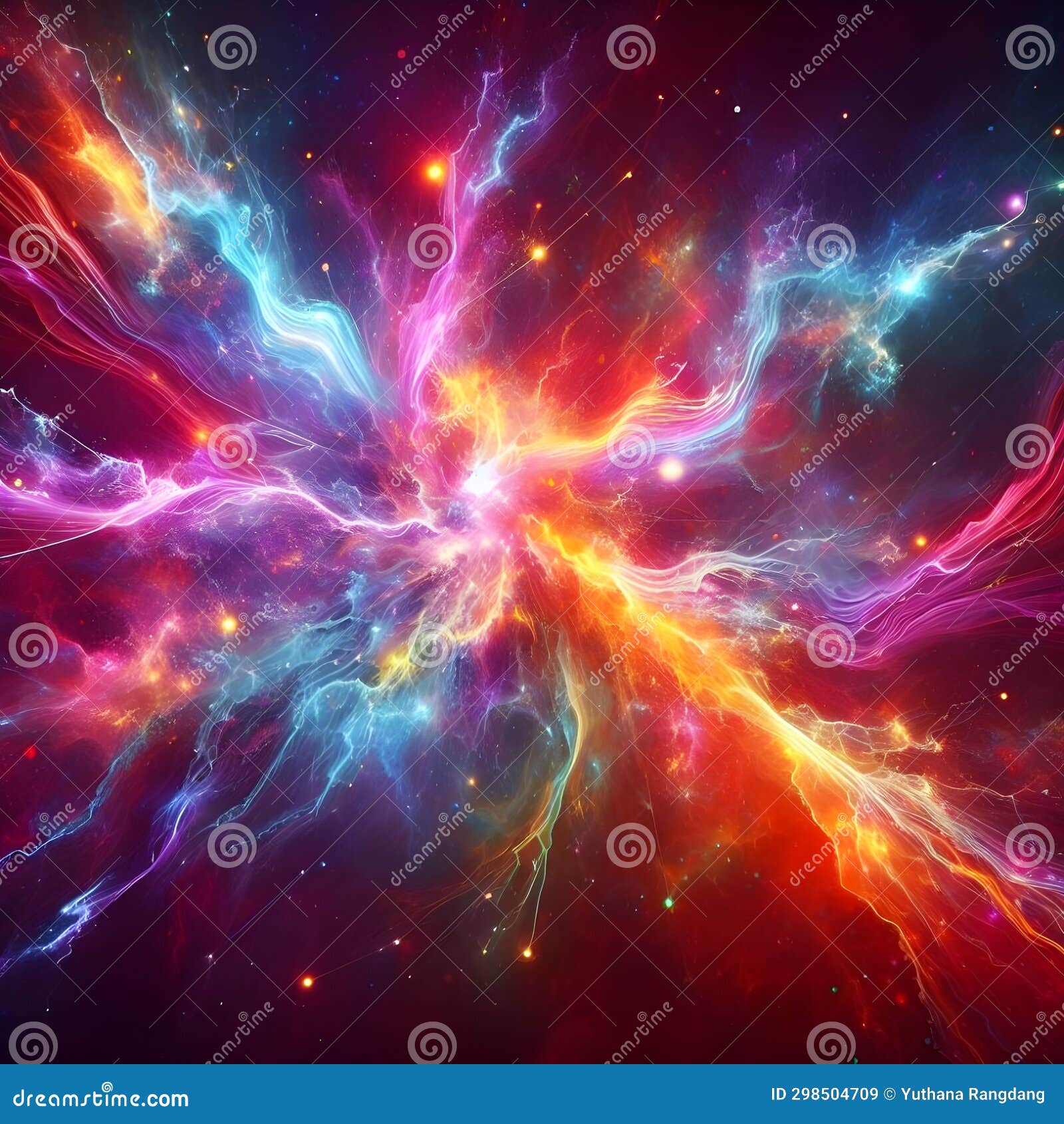 Colorful Rainbow Lightning Explosion in Space. Stock Image - Image of ...