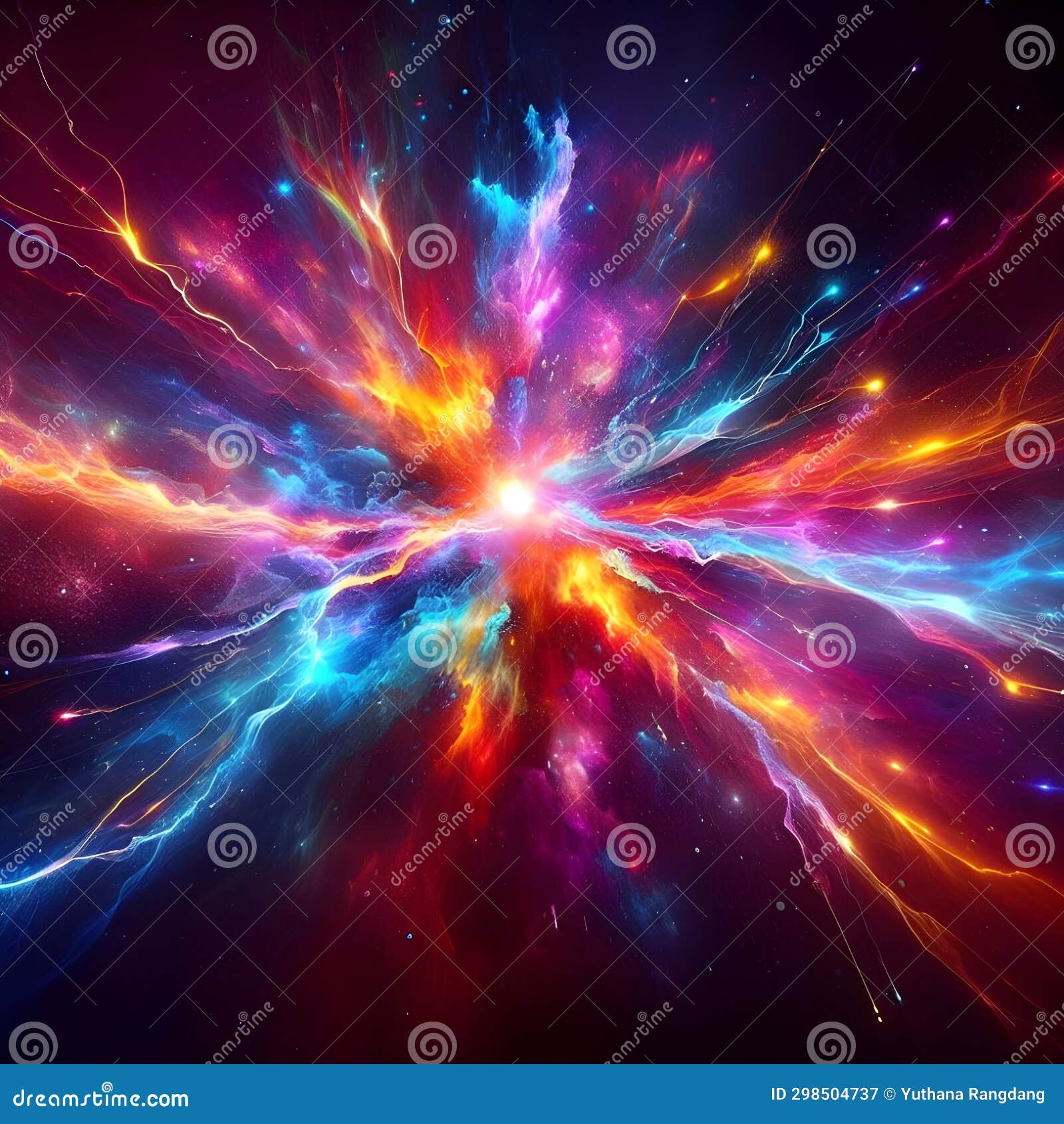 Colorful Rainbow Lightning Explosion in Space. Stock Image - Image of ...