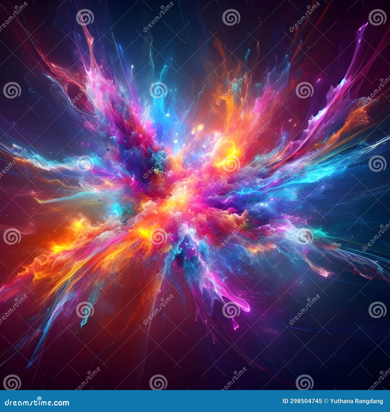 Colorful Rainbow Lightning Explosion in Space. Stock Image - Image of ...