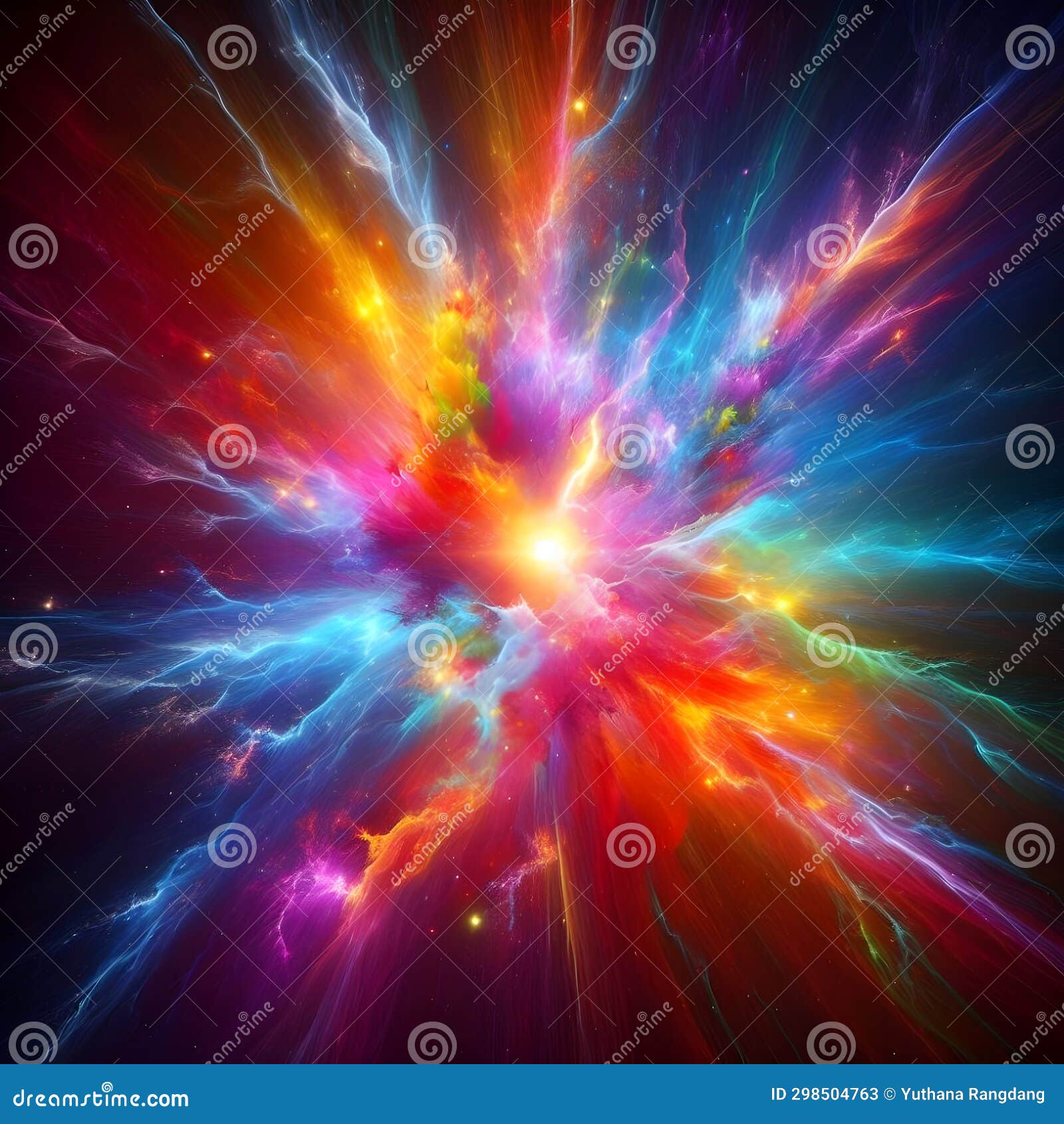 Colorful Rainbow Lightning Explosion in Space. Stock Image - Image of ...