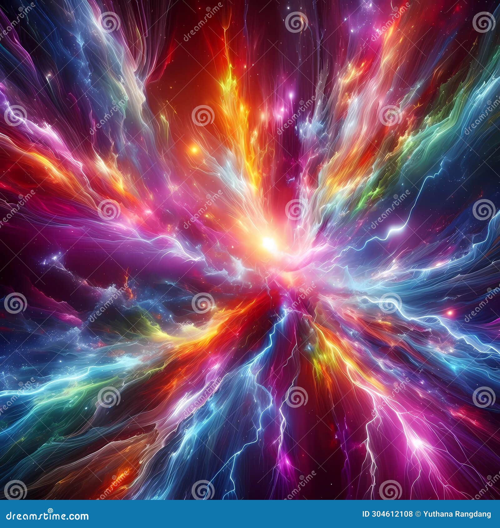 Colorful Rainbow Lightning Explosion in Space. Stock Illustration ...