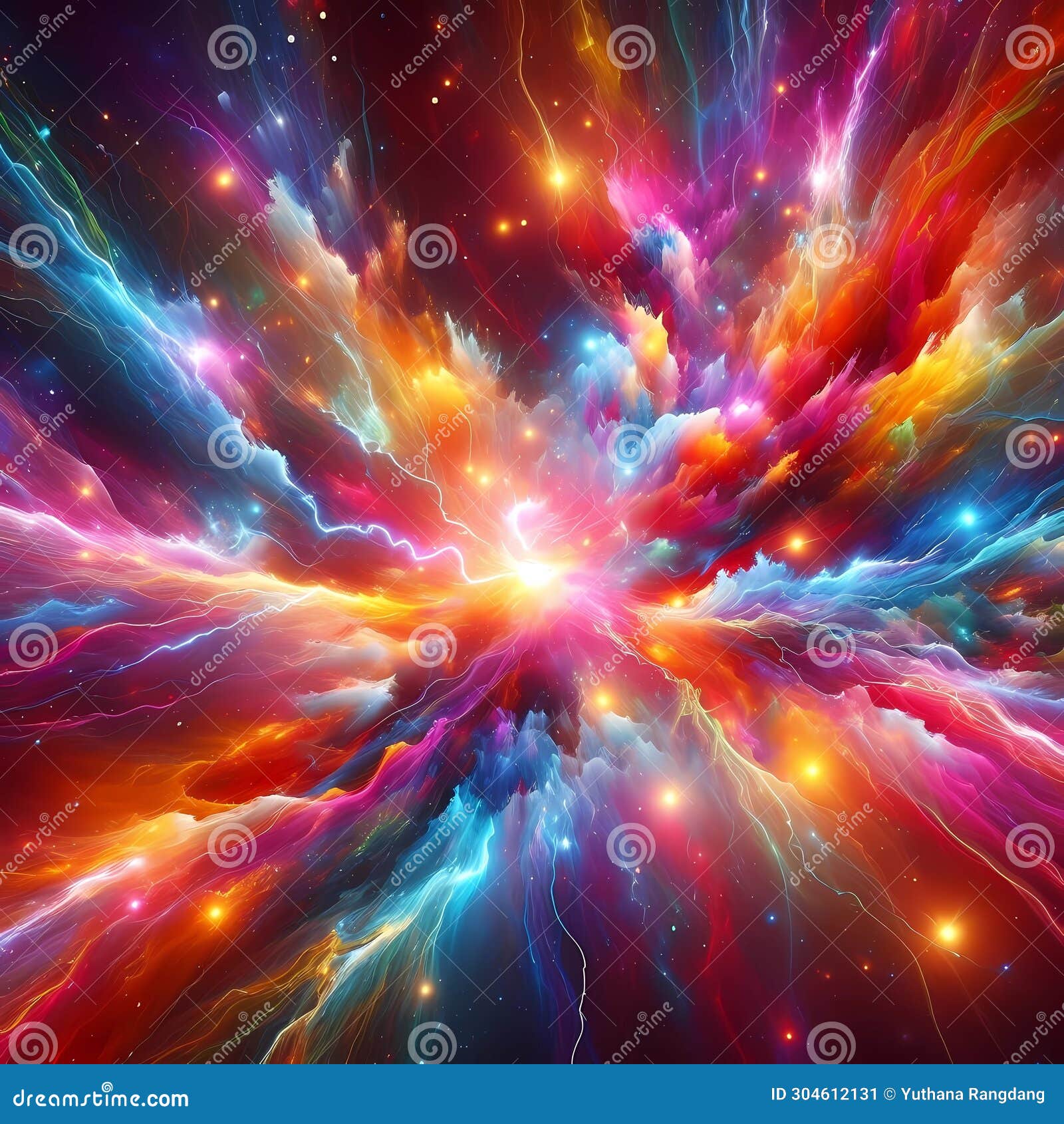 Colorful Rainbow Lightning Explosion in Space. Stock Illustration ...