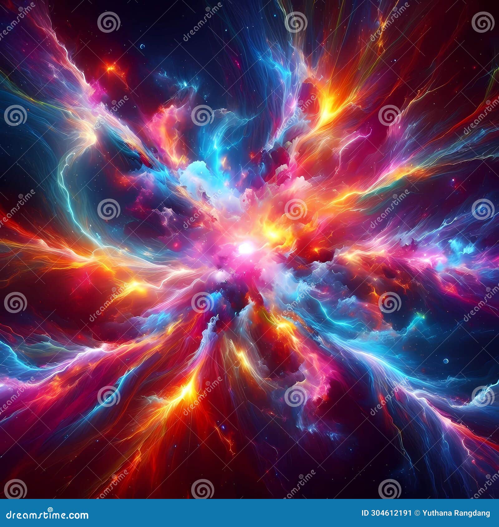 Colorful Rainbow Lightning Explosion in Space. Stock Illustration ...