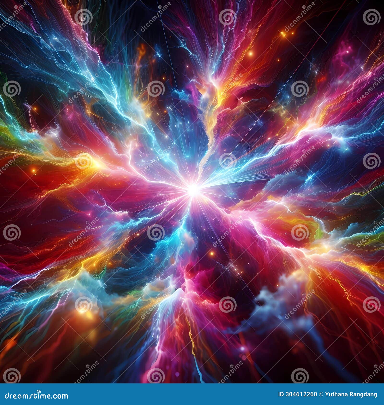 Colorful Rainbow Lightning Explosion in Space. Stock Illustration ...