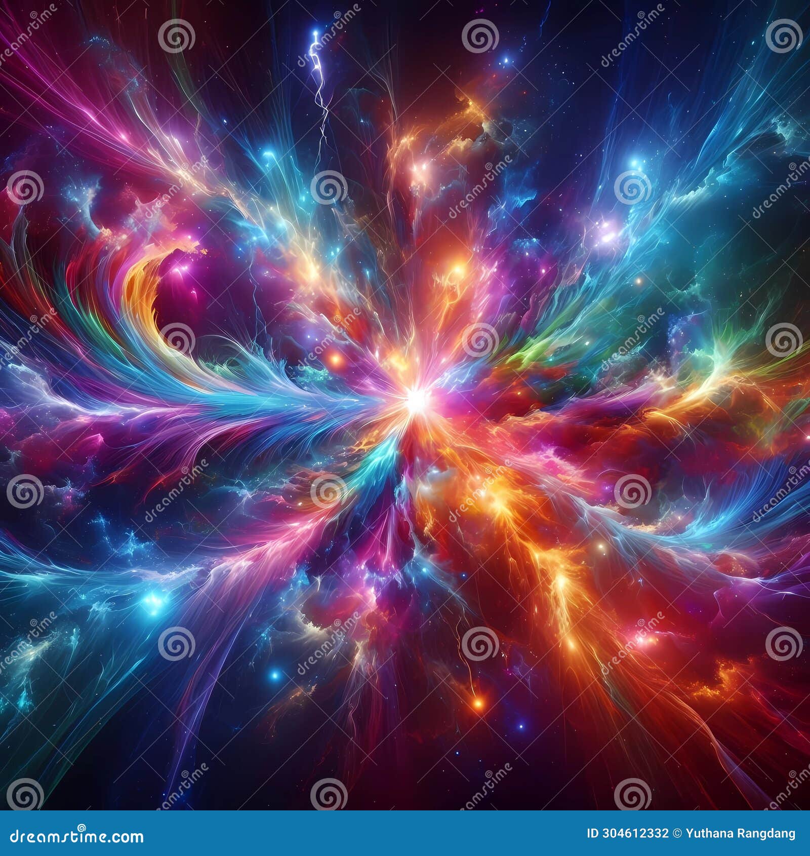 Colorful Rainbow Lightning Explosion in Space. Stock Illustration ...