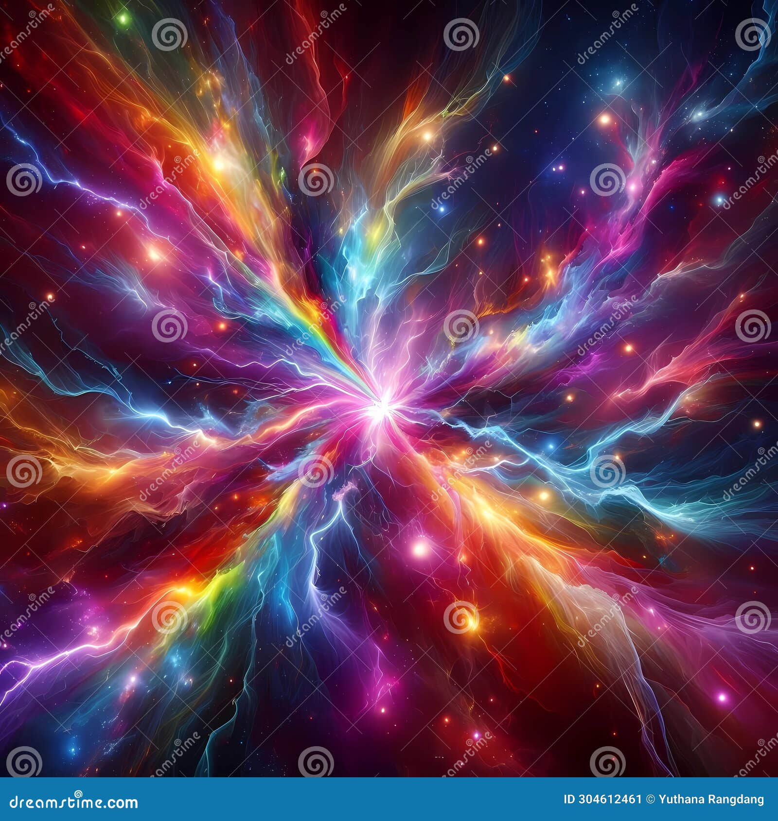 Colorful Rainbow Lightning Explosion in Space. Stock Illustration ...