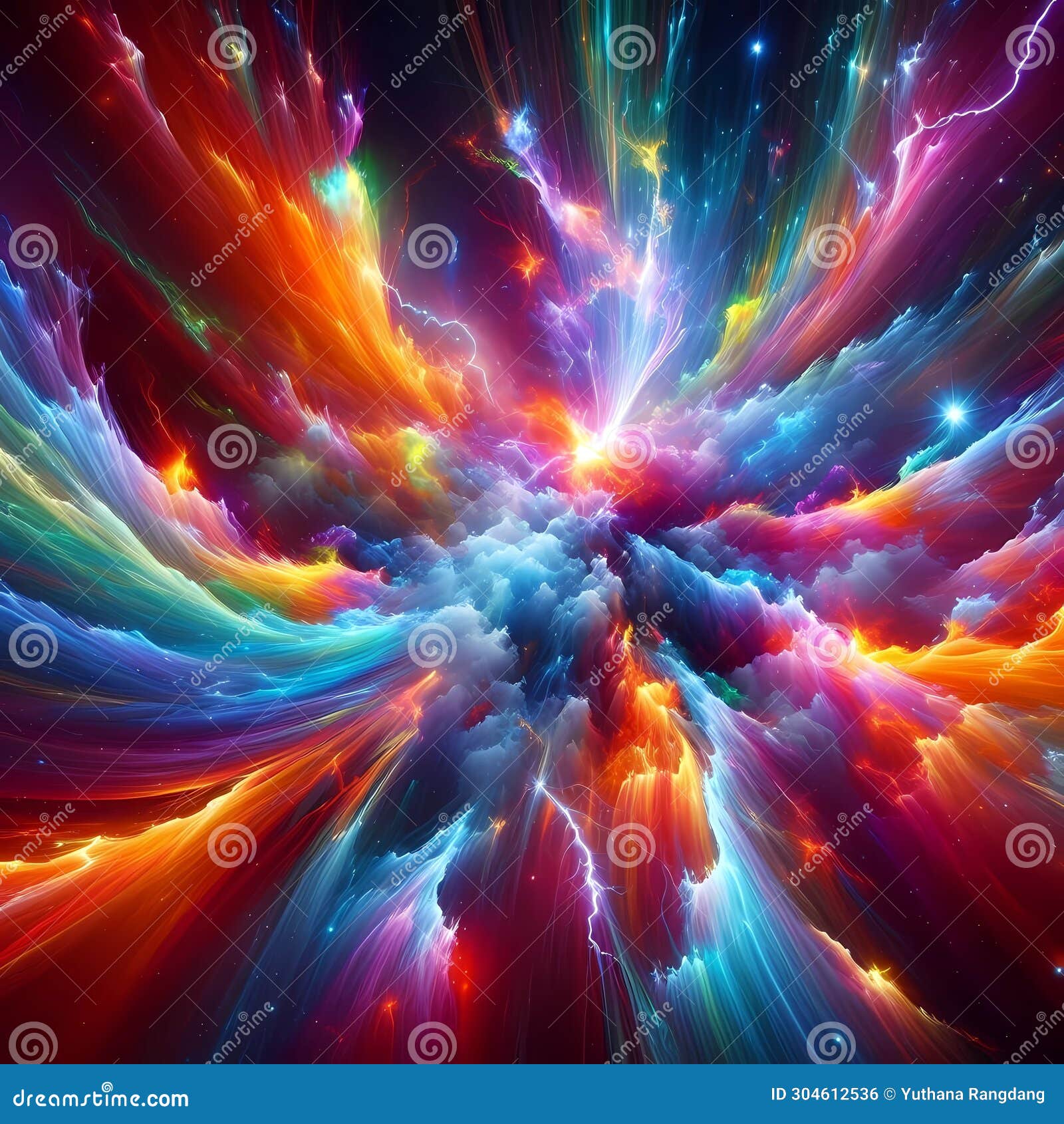 Colorful Rainbow Lightning Explosion in Space. Stock Illustration ...