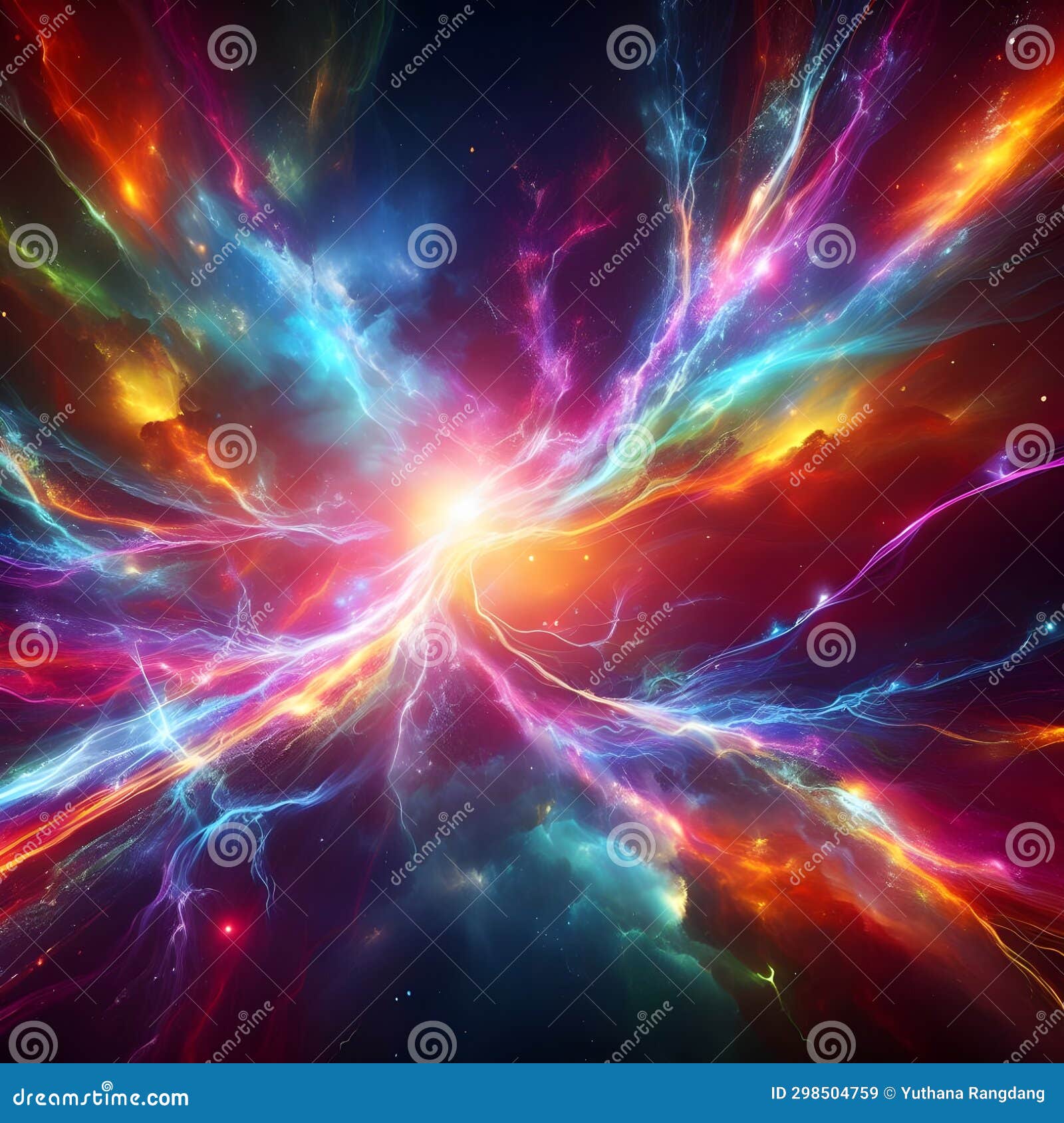 Colorful Rainbow Lightning Explosion in Space. Stock Illustration ...