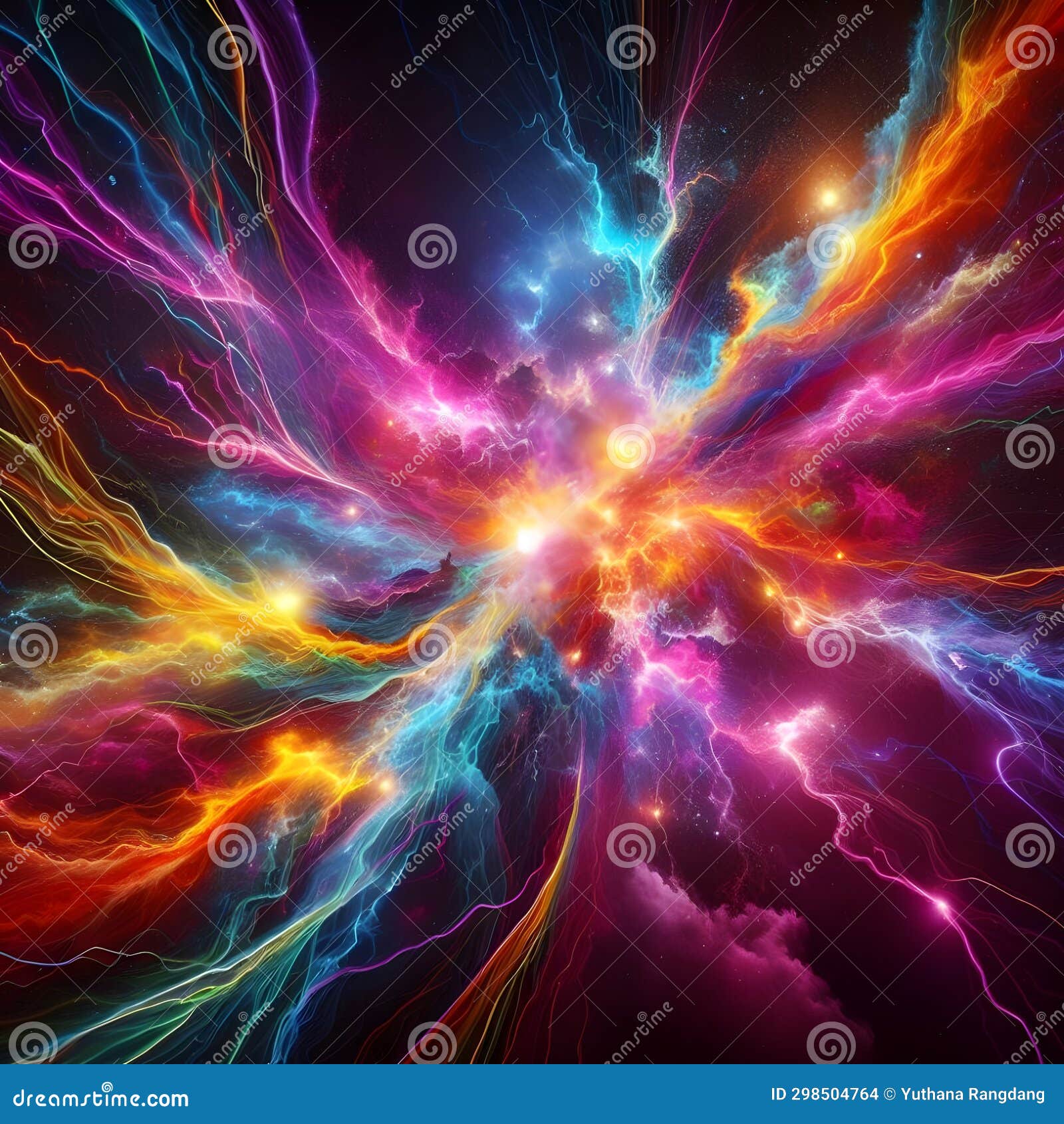 Colorful Rainbow Lightning Explosion in Space. Stock Illustration ...