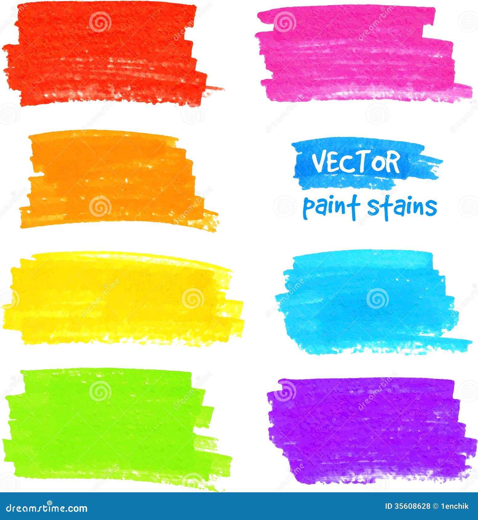 Colorful Rainbow Marker Vector Paint Stains Stock Vector - Illustration ...