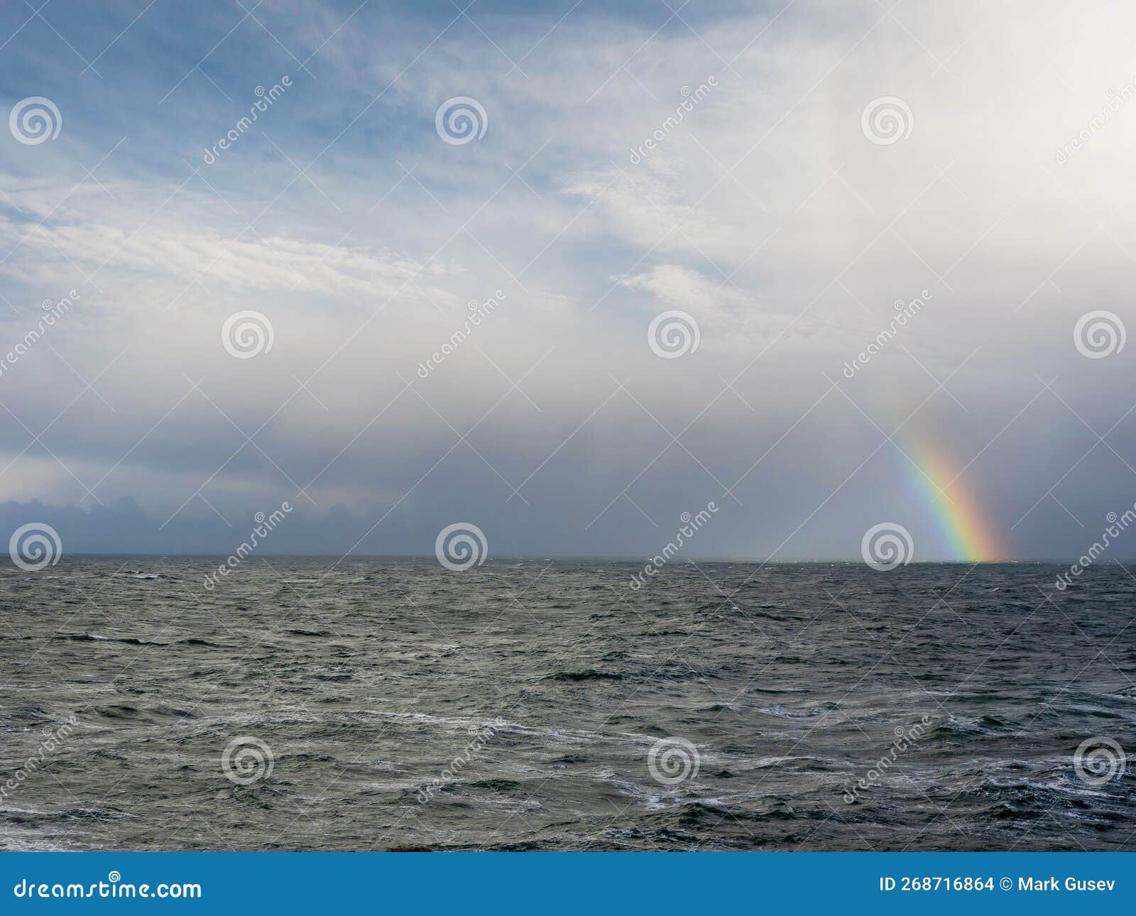 Colorful Rainbow Over Ocean Surface. Nature Scene with Light Effect ...