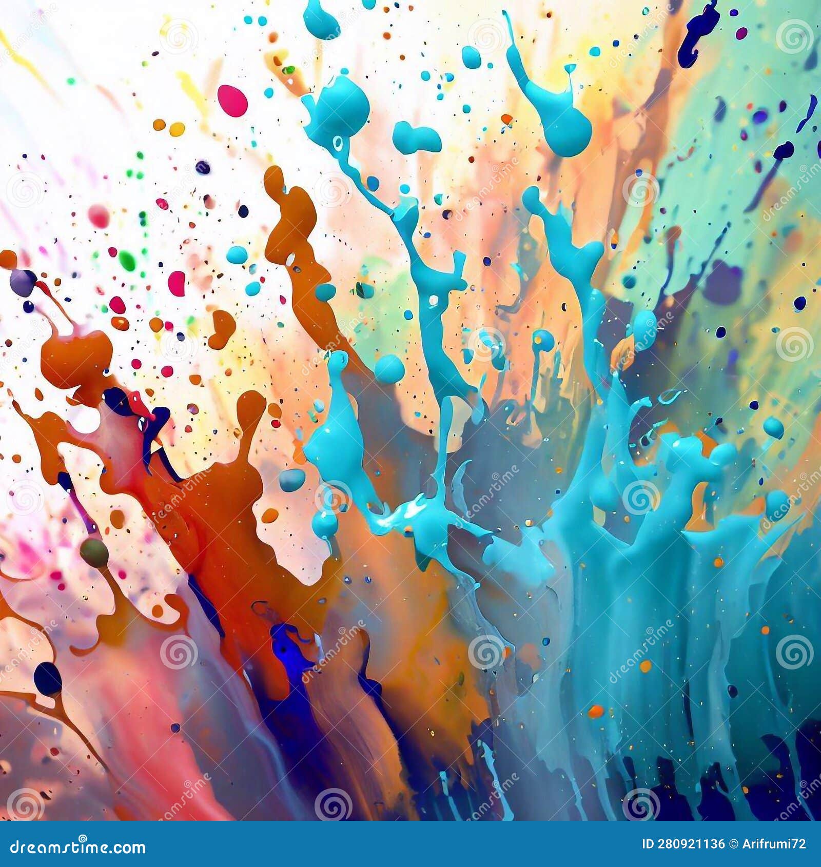 Colorful Rainbow Paint Splash Abstract Ink Splatters Background ...