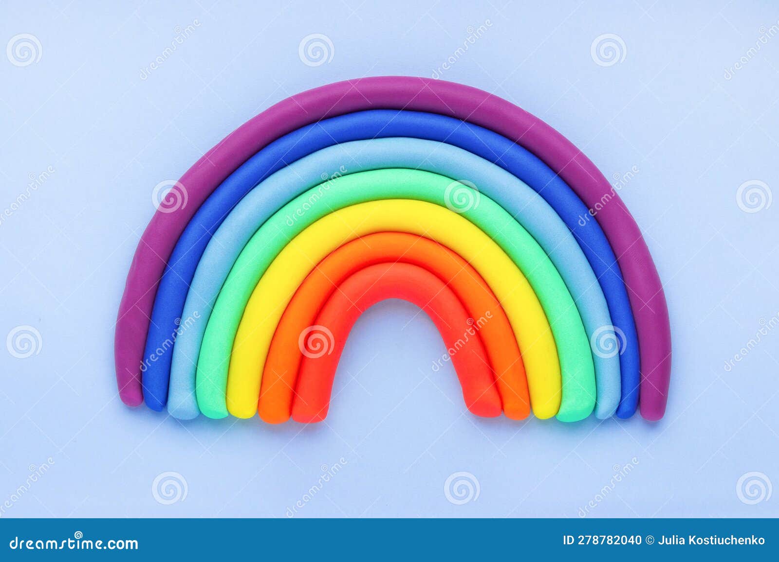 Colorful Rainbow of Plasticine on Blue Background. Made from Plasticine ...