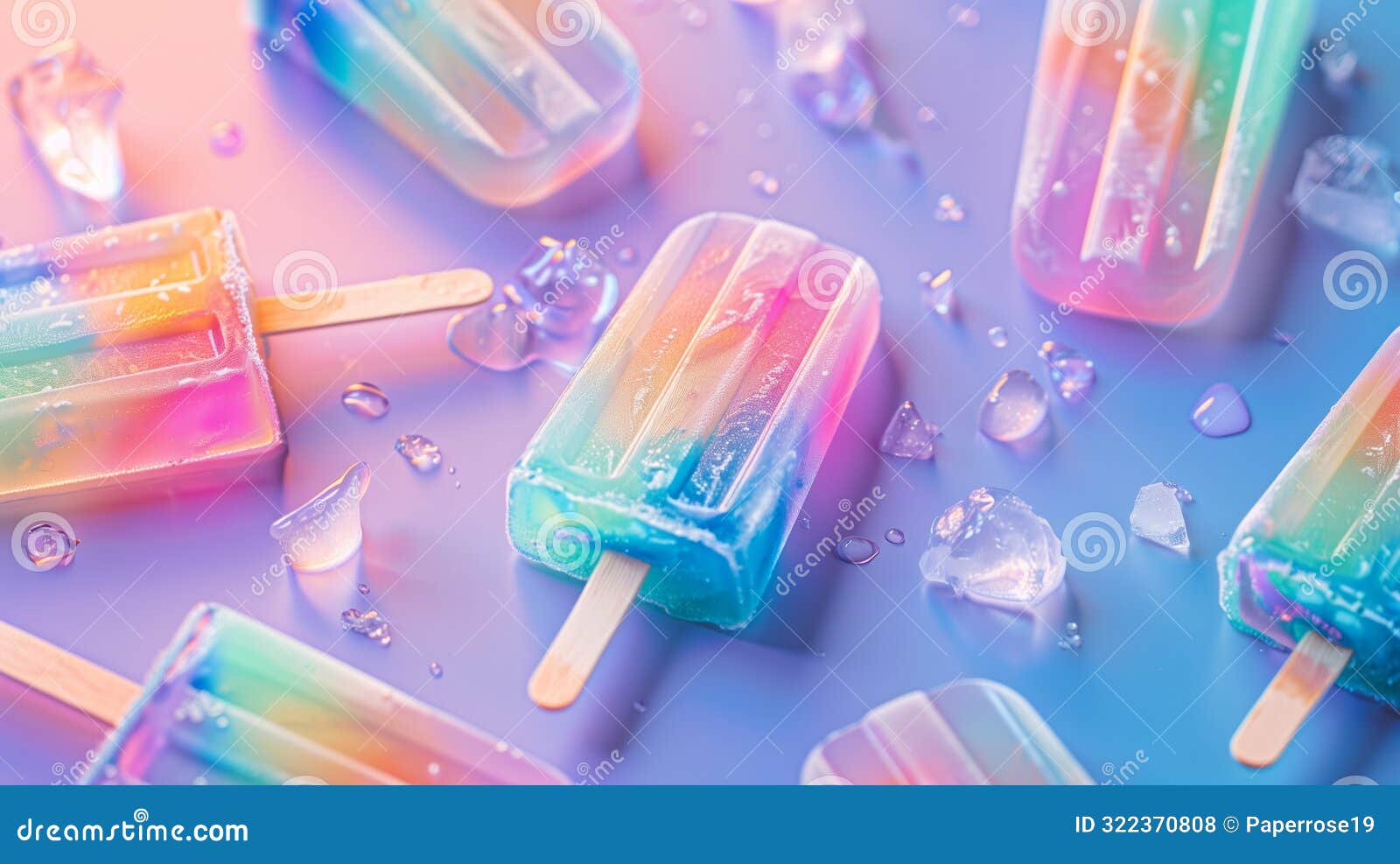 Colorful Rainbow Popsicles Floating on a Colored Gradient Background ...