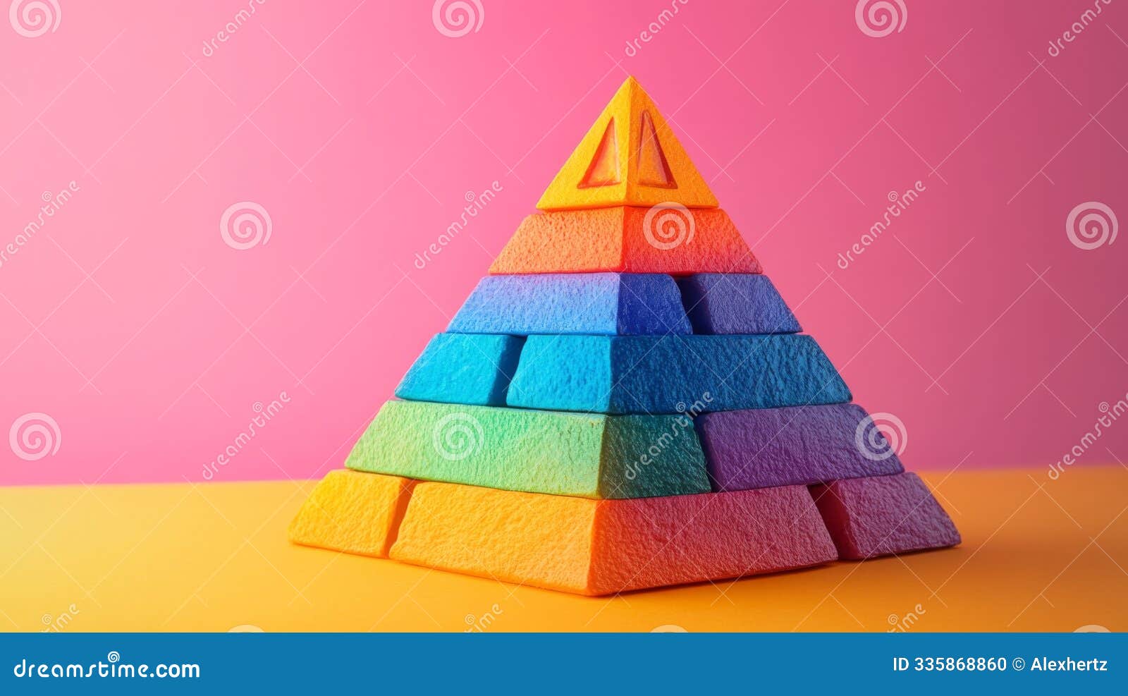 Colorful Rainbow Pyramid Blocks on Gradient Background Stock Photo ...