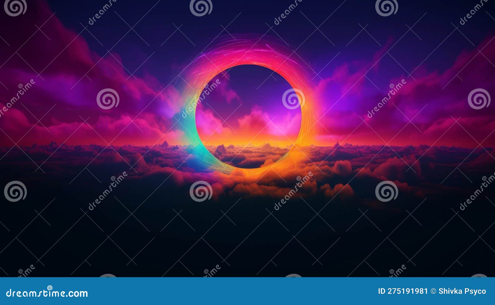 Colorful Rainbow Ring Over Colorful Clouds Generative AI Stock ...